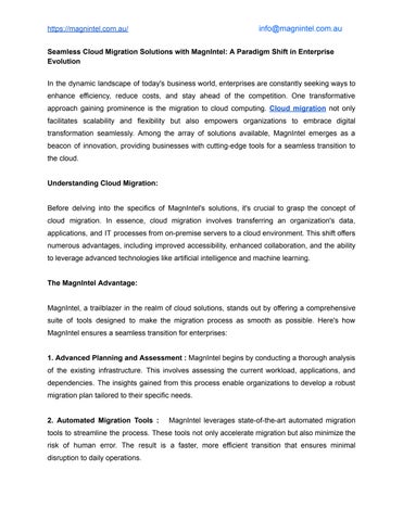 Seamless Cloud Migration Solutions with MagnIntel: A Paradigm Shift in ...