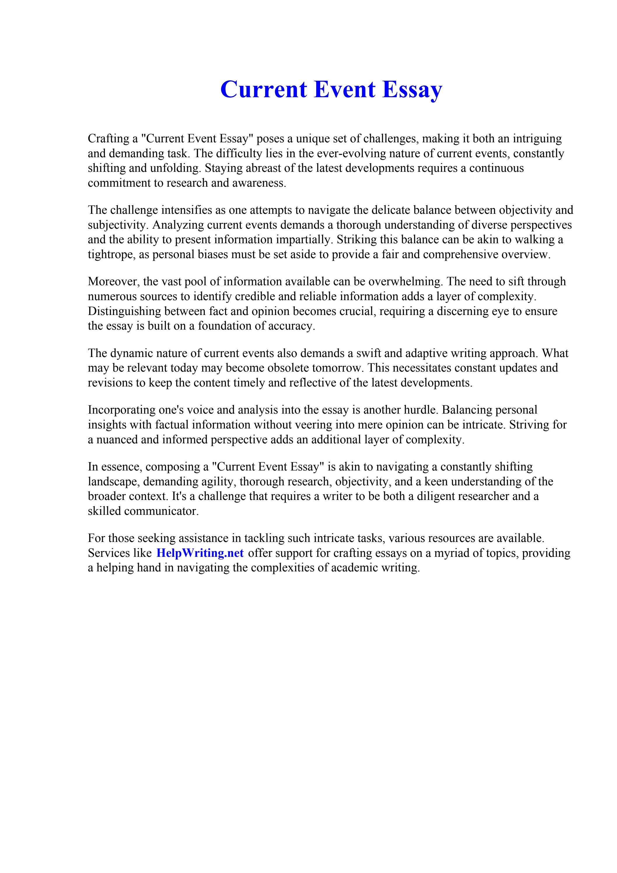 Current Event Essay by Introduction To College Essay - Issuu
