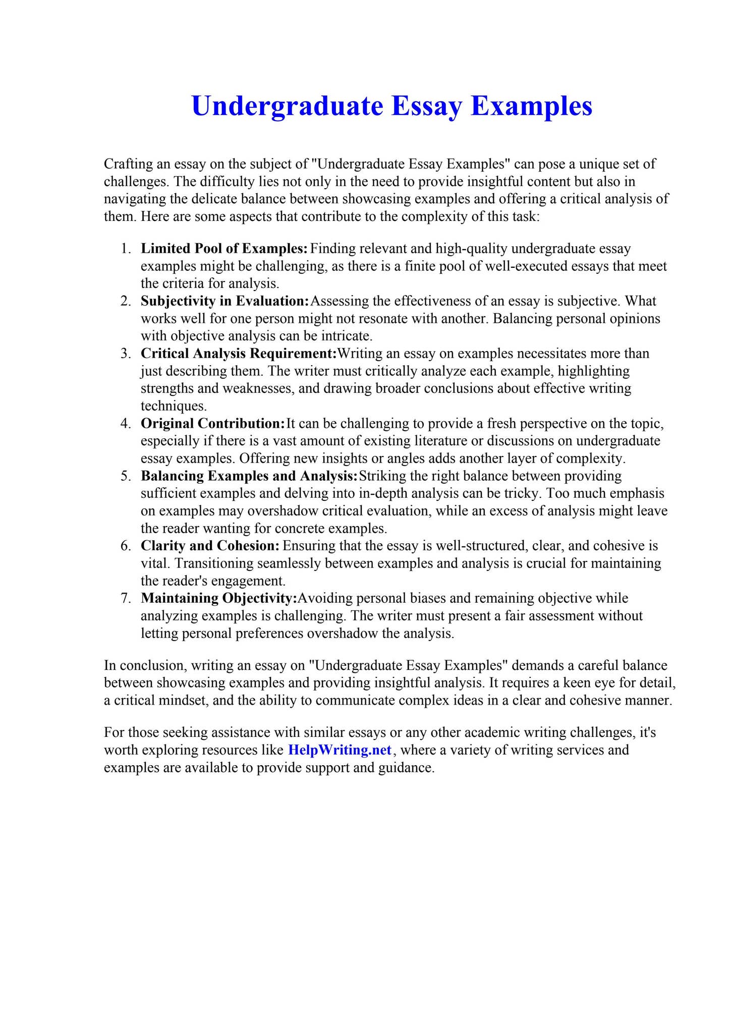 Undergraduate Essay Examples by Easy Essay Writing - Issuu