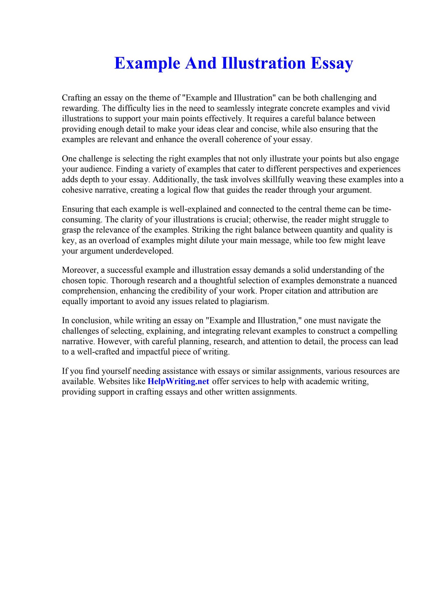 Example And Illustration Essay by Write An Essay On - Issuu
