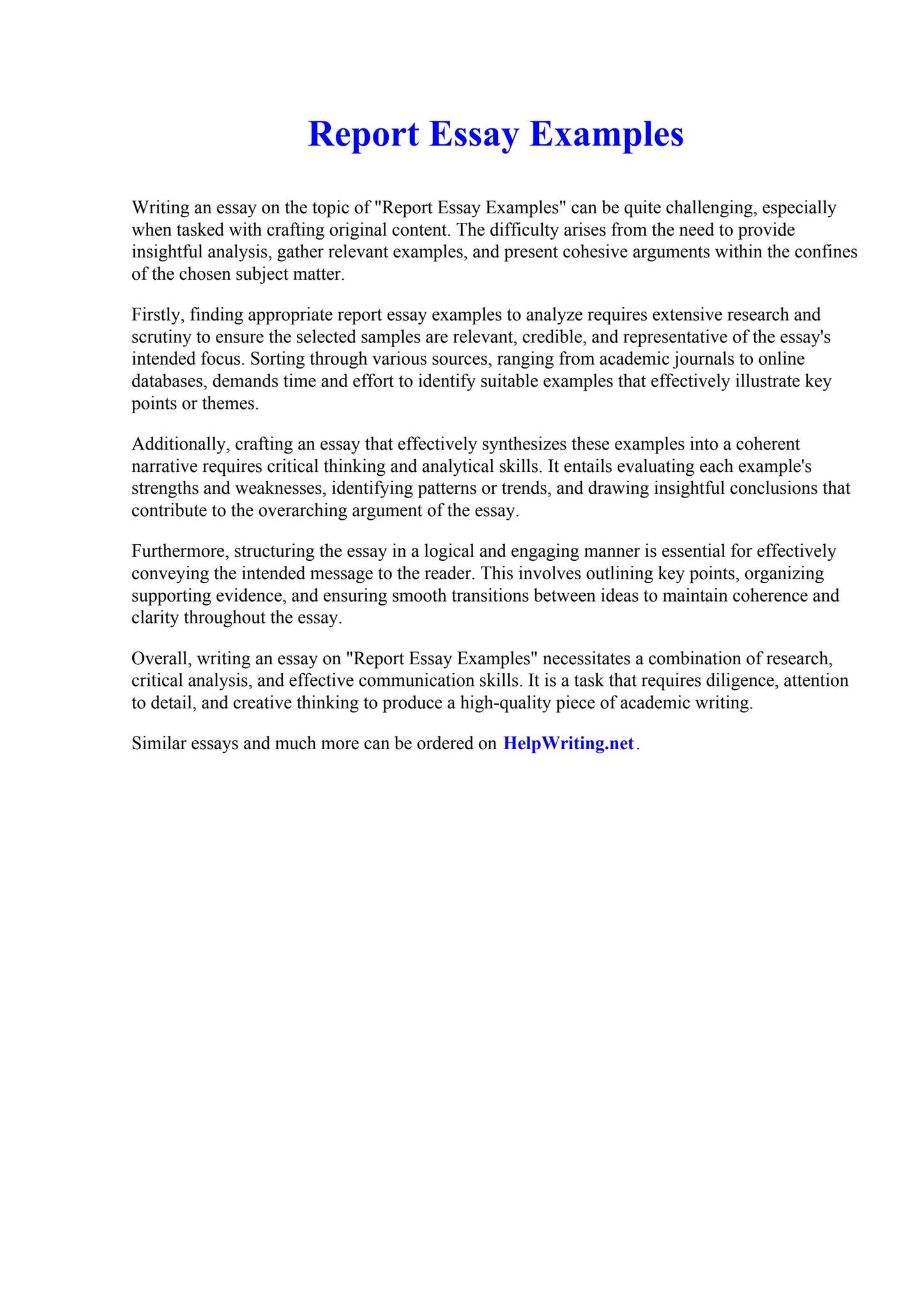 Report Essay Examples by Write Essay Online - Issuu