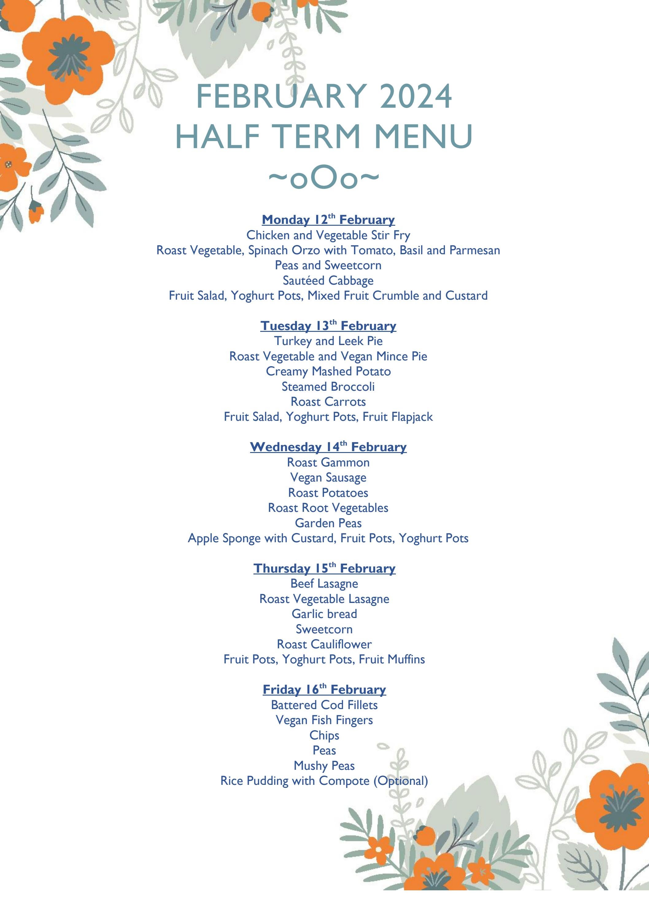 Lunch Menu W/c 09 02 24 by Upton House School - Issuu