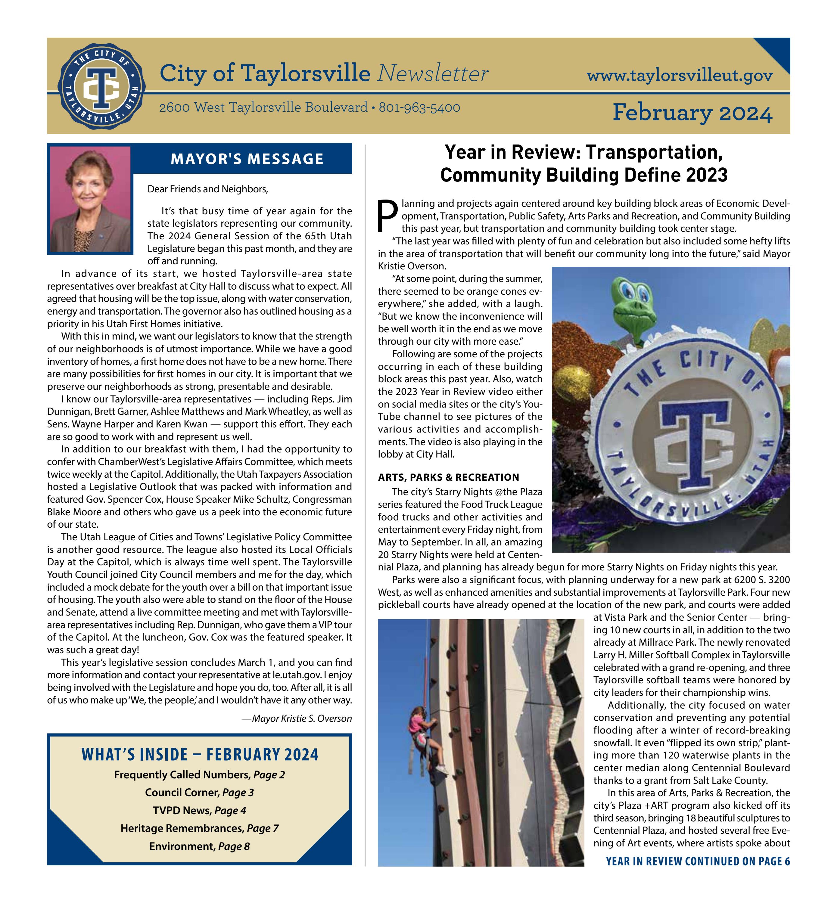 Taylorsville City Newsletter | February 2024 by The City Journals - Issuu