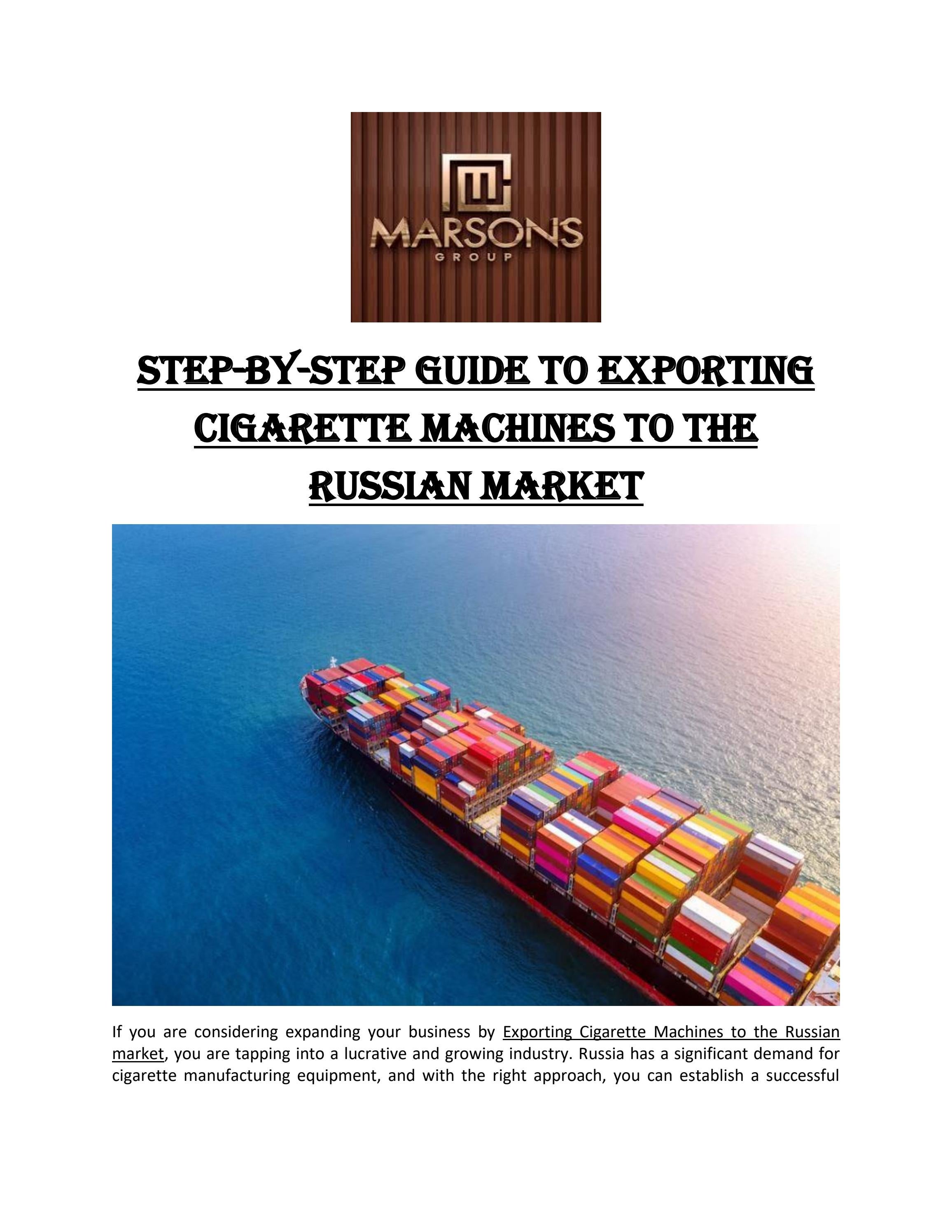 Step-By-Step Guide To Exporting Cigarette Machines To The Russian ...