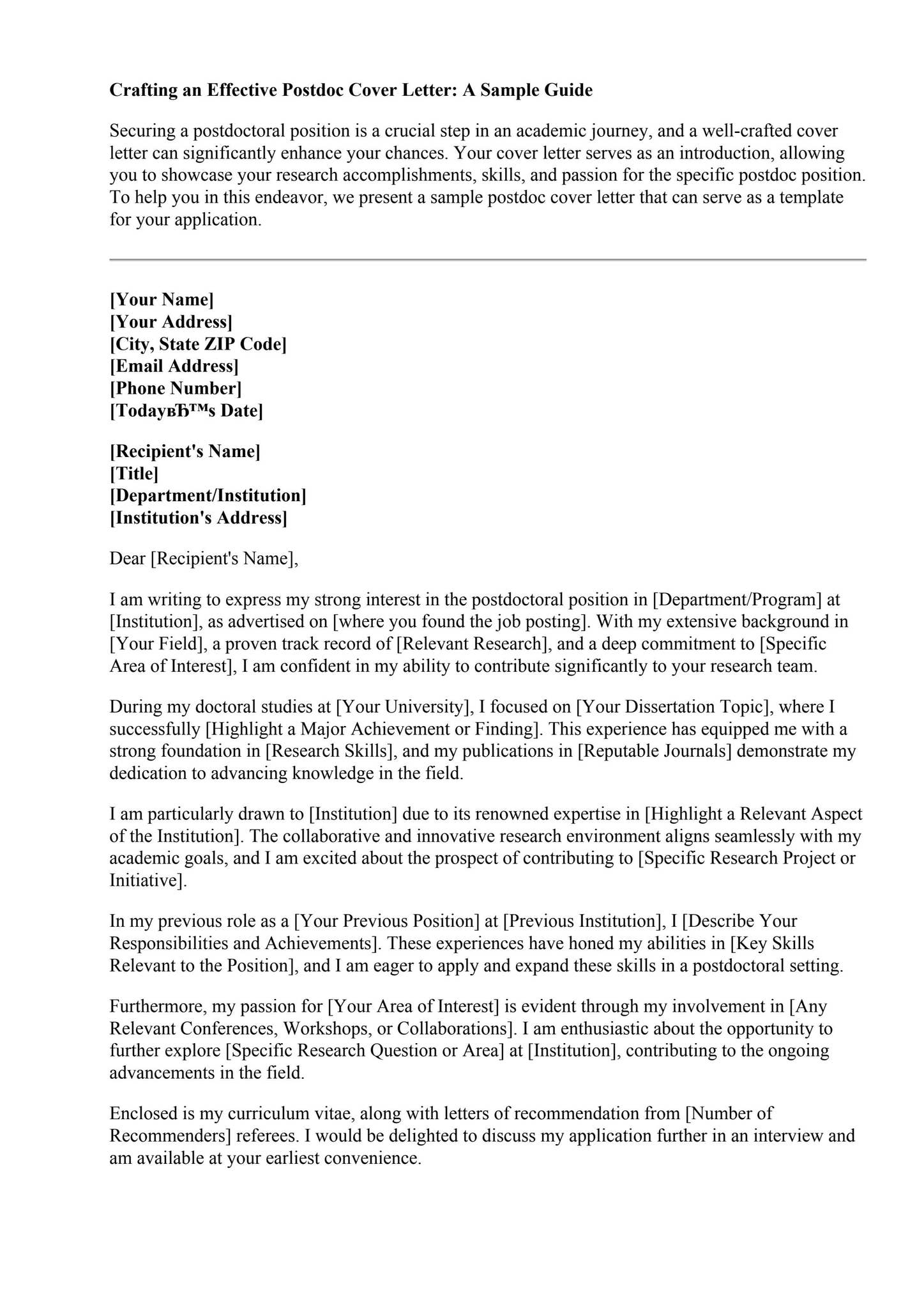 Postdoc Cover Letter Sample by Need Help To Write An Essay - Issuu