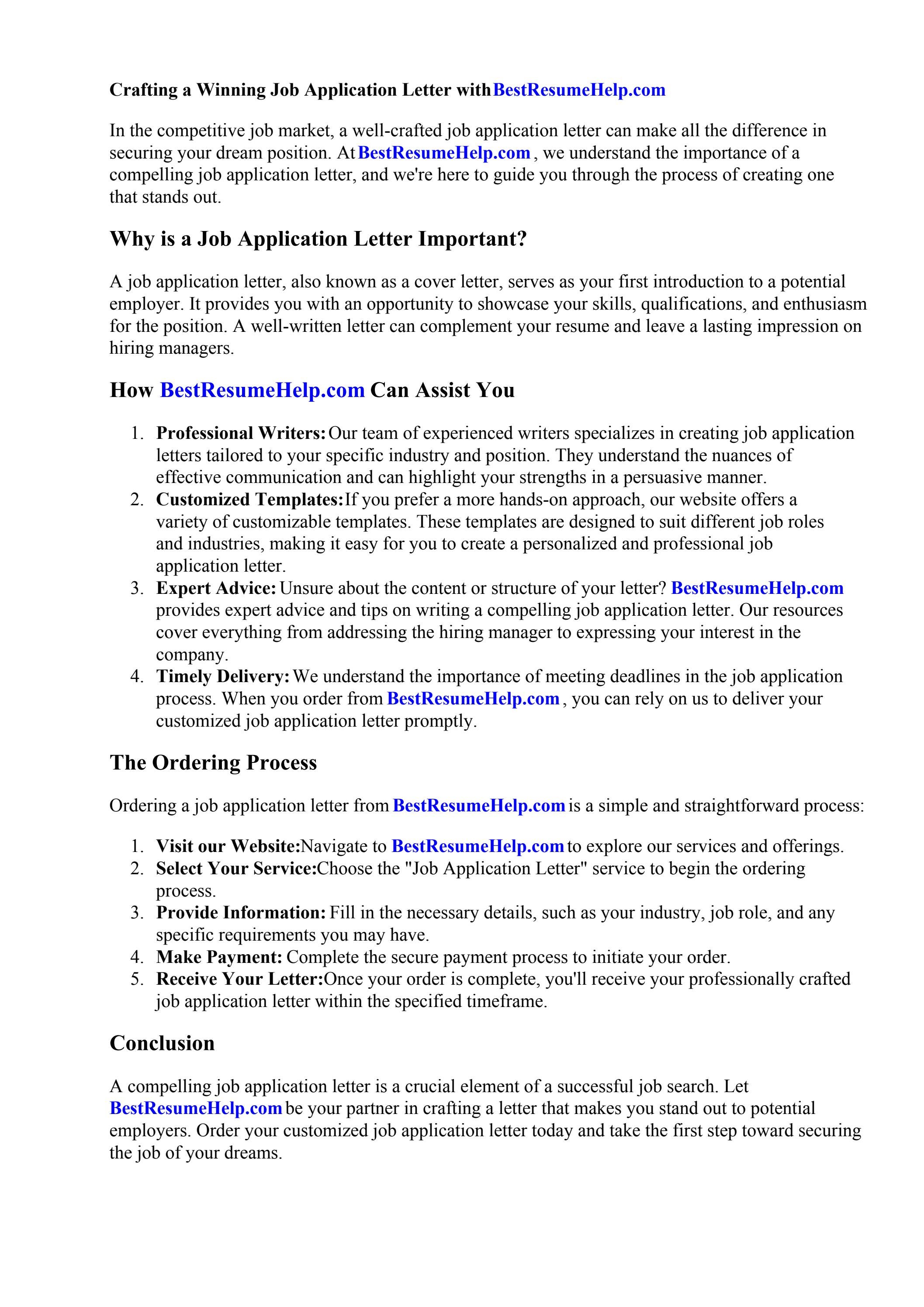 Letter Job Application Cover Letter by How To Write A Winning College ...