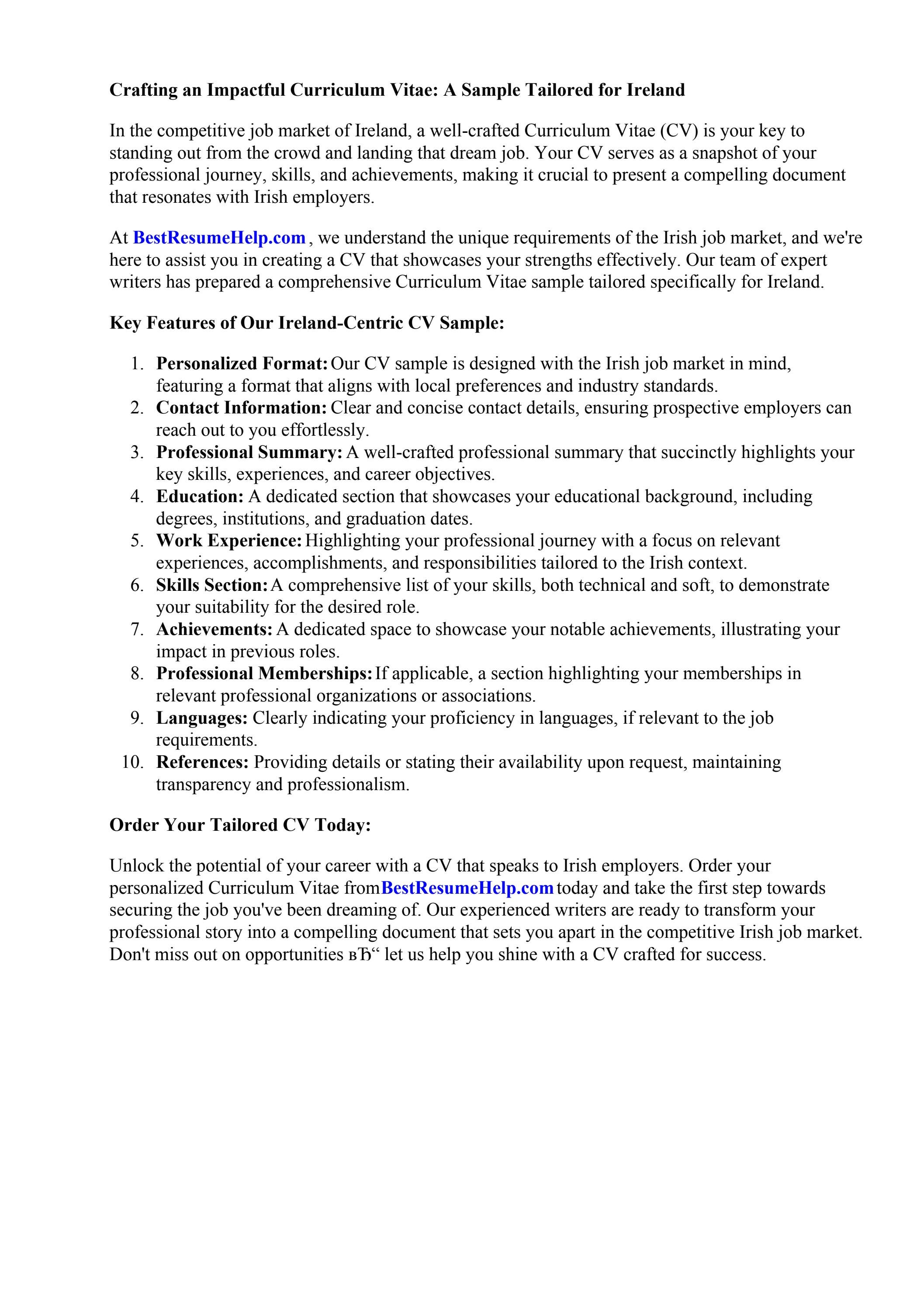 Curriculum Vitae Sample Ireland by Purpose Of College Essay - Issuu