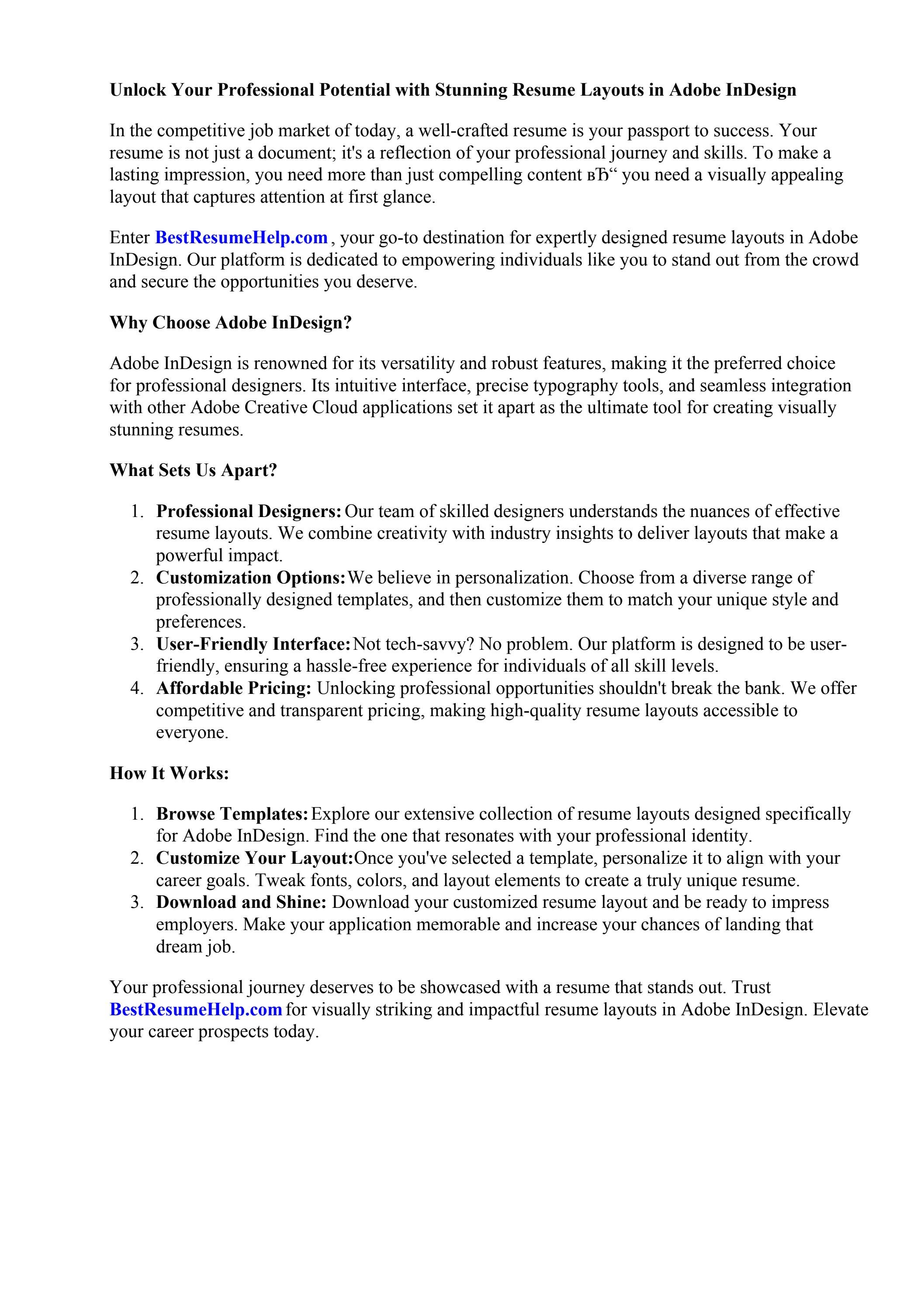 Resume Layout Indesign by What To Write On A College Essay - Issuu