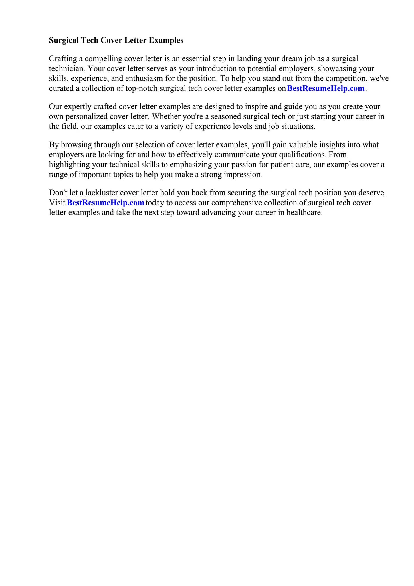 Surgical Tech Cover Letter Examples by What To Write On A College Essay ...