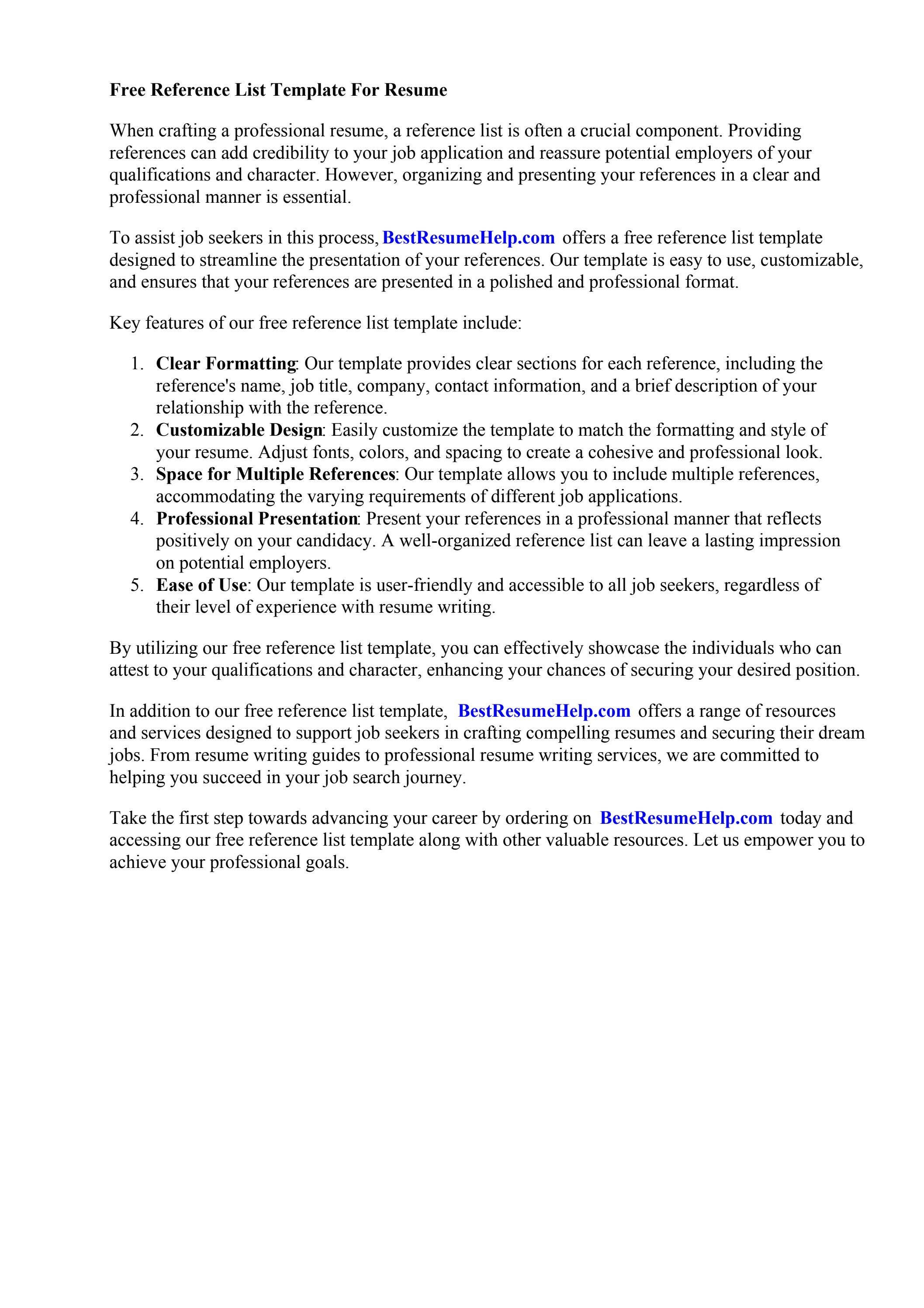 Free Reference List Template For Resume By How To Write A Debate Essay