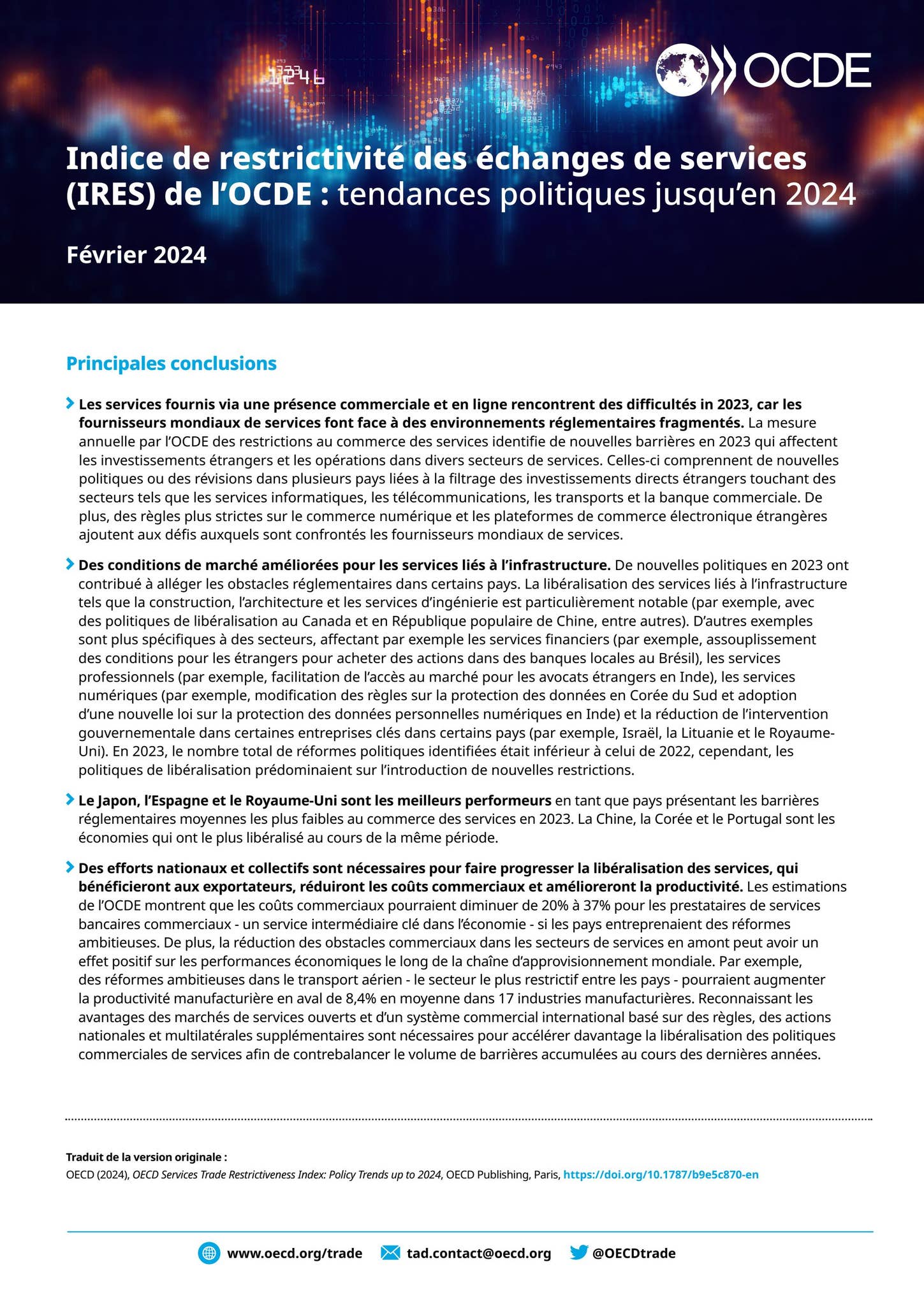 Indice de restrictivité des échanges de services (IRES) de l'OCDE ...