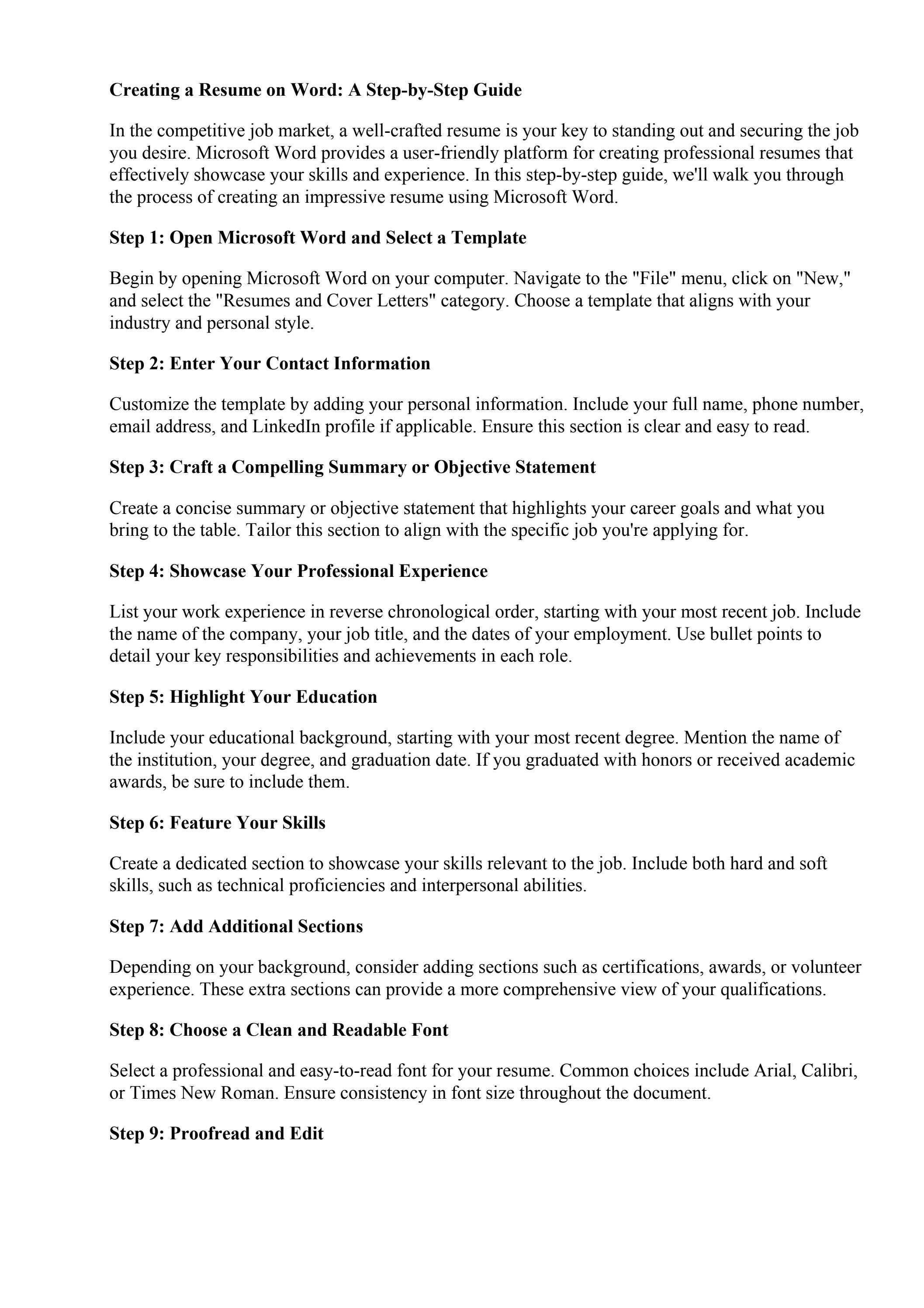 How To Create A Resume On Word by Brenda Grant - Issuu