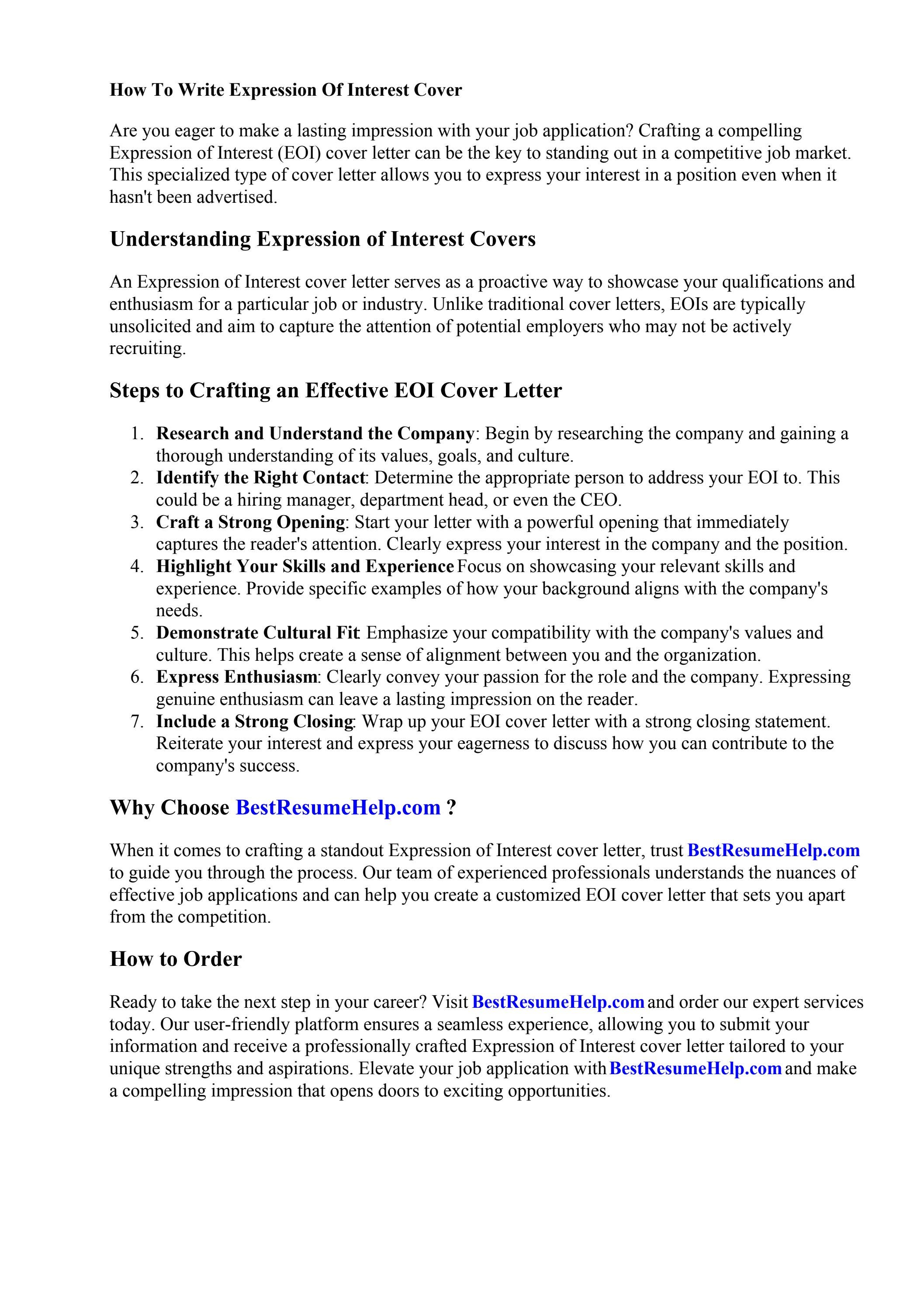 How To Write Expression Of Interest Cover Letter by Brenda Grant - Issuu