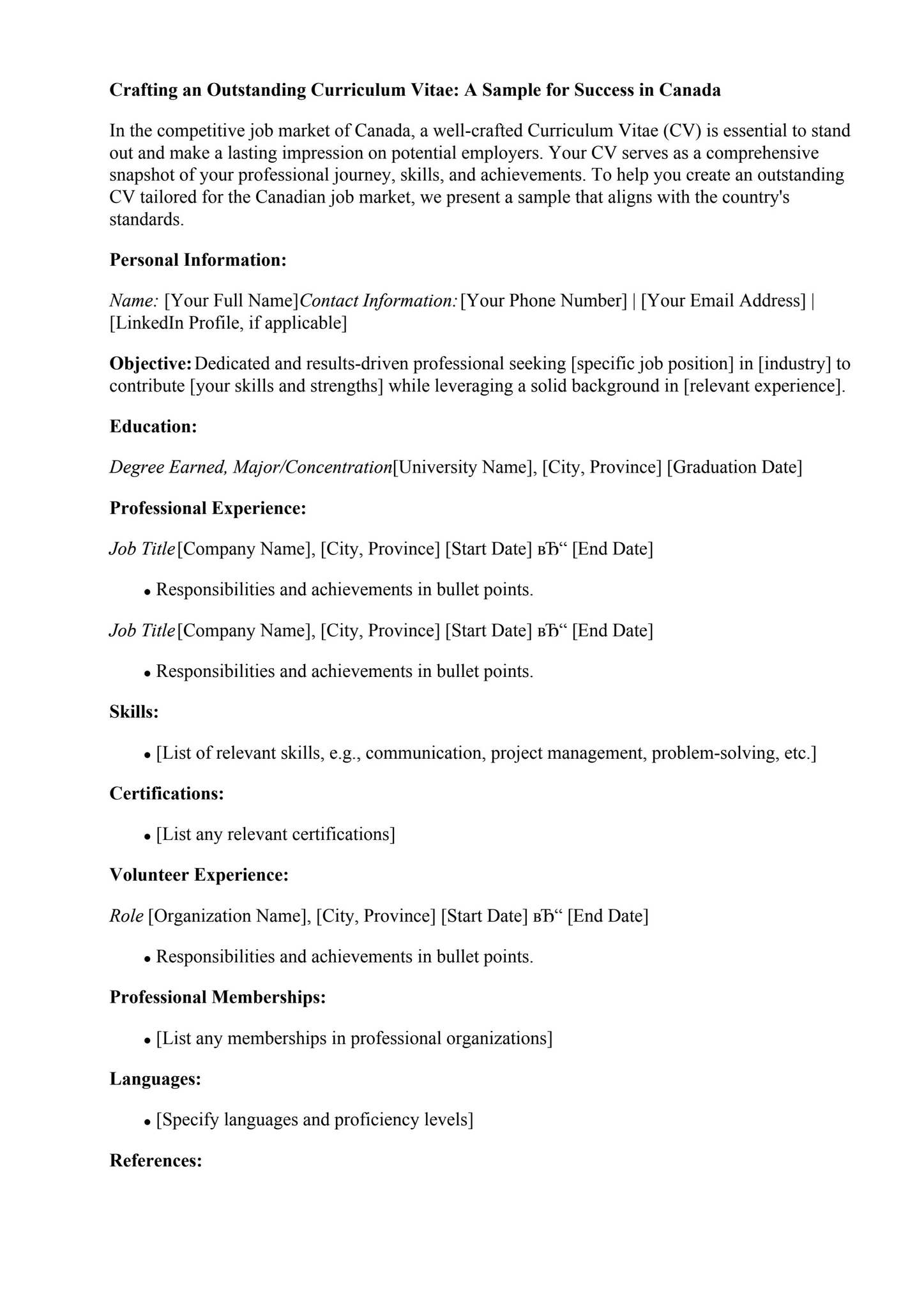 Curriculum Vitae Sample Canada by Nikki Jackson - Issuu