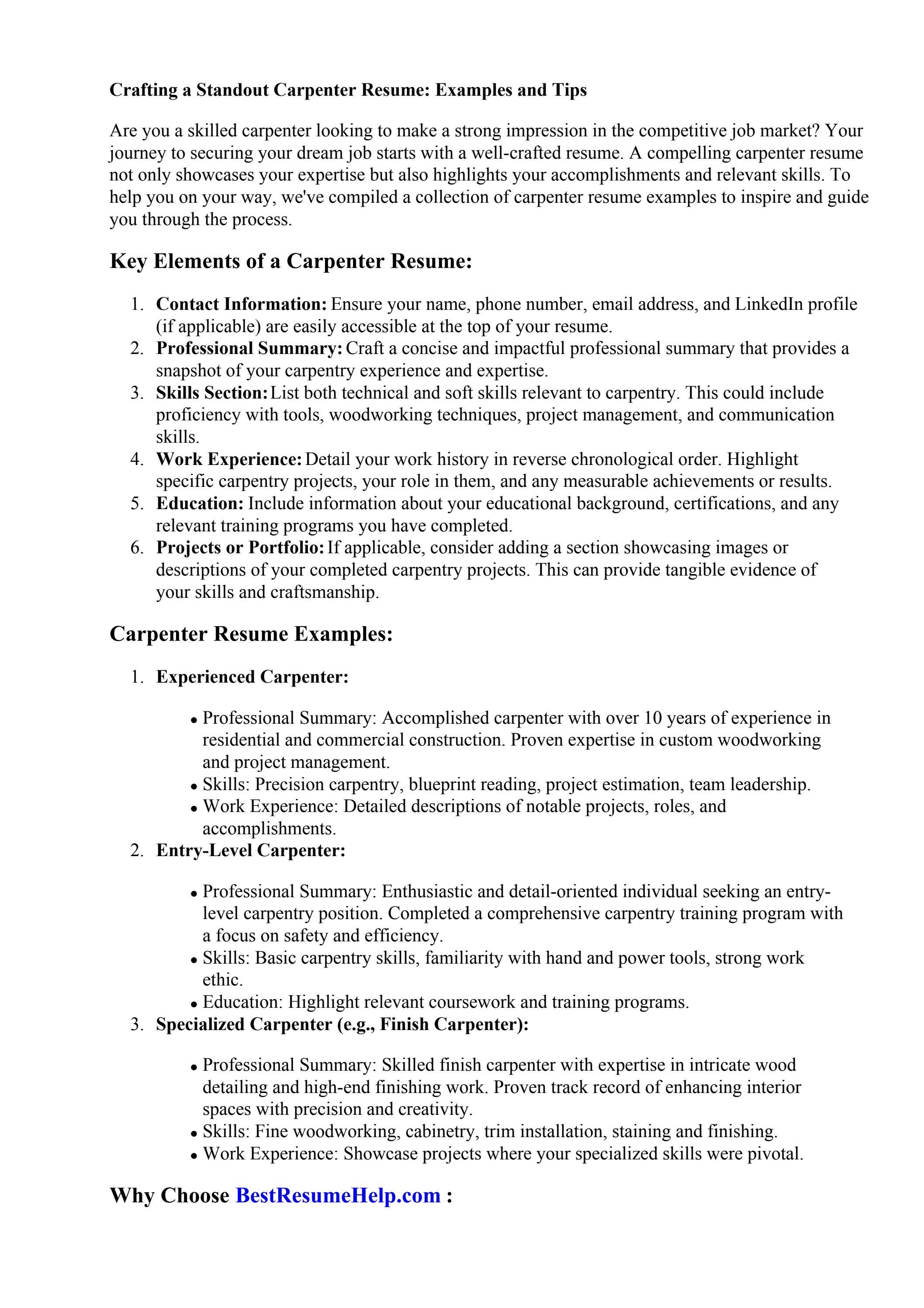 Carpenter Resume Examples by Nikki Jackson - Issuu