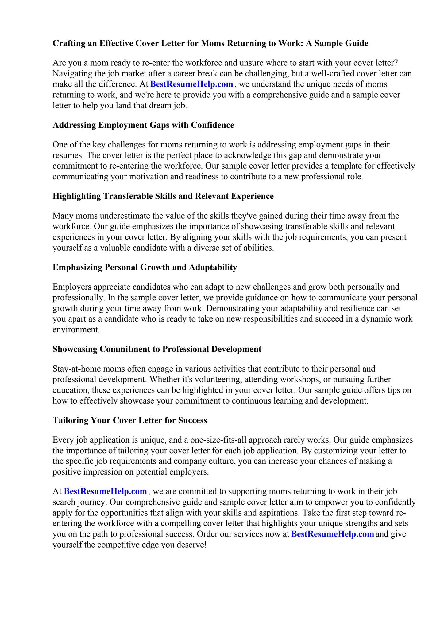 Cover Letter For Mom Returning To Work Sample by Cynthia Dahya - Issuu