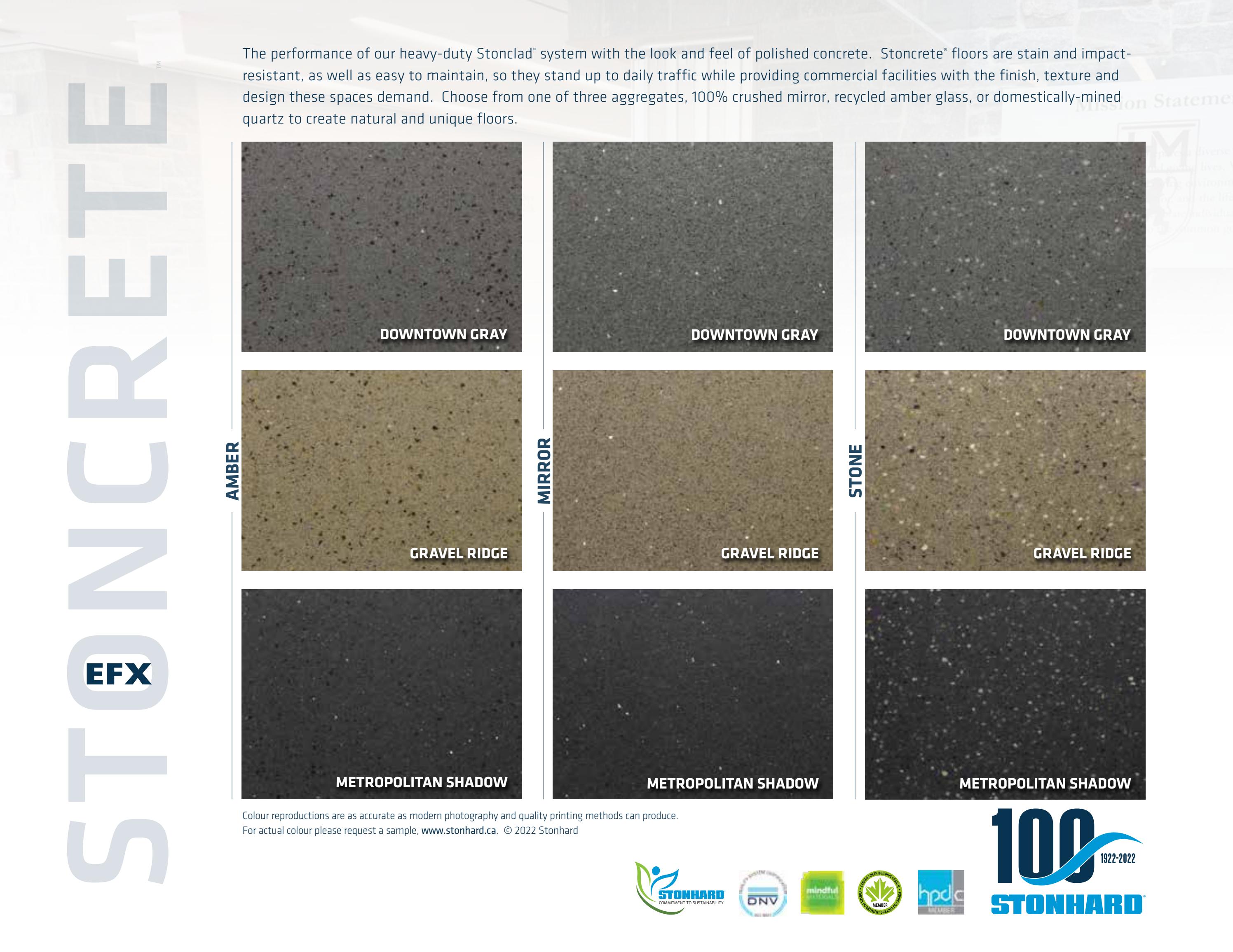 Stonhard | Stoncrete EFX | Colour Chart by stonhard_canada - Issuu