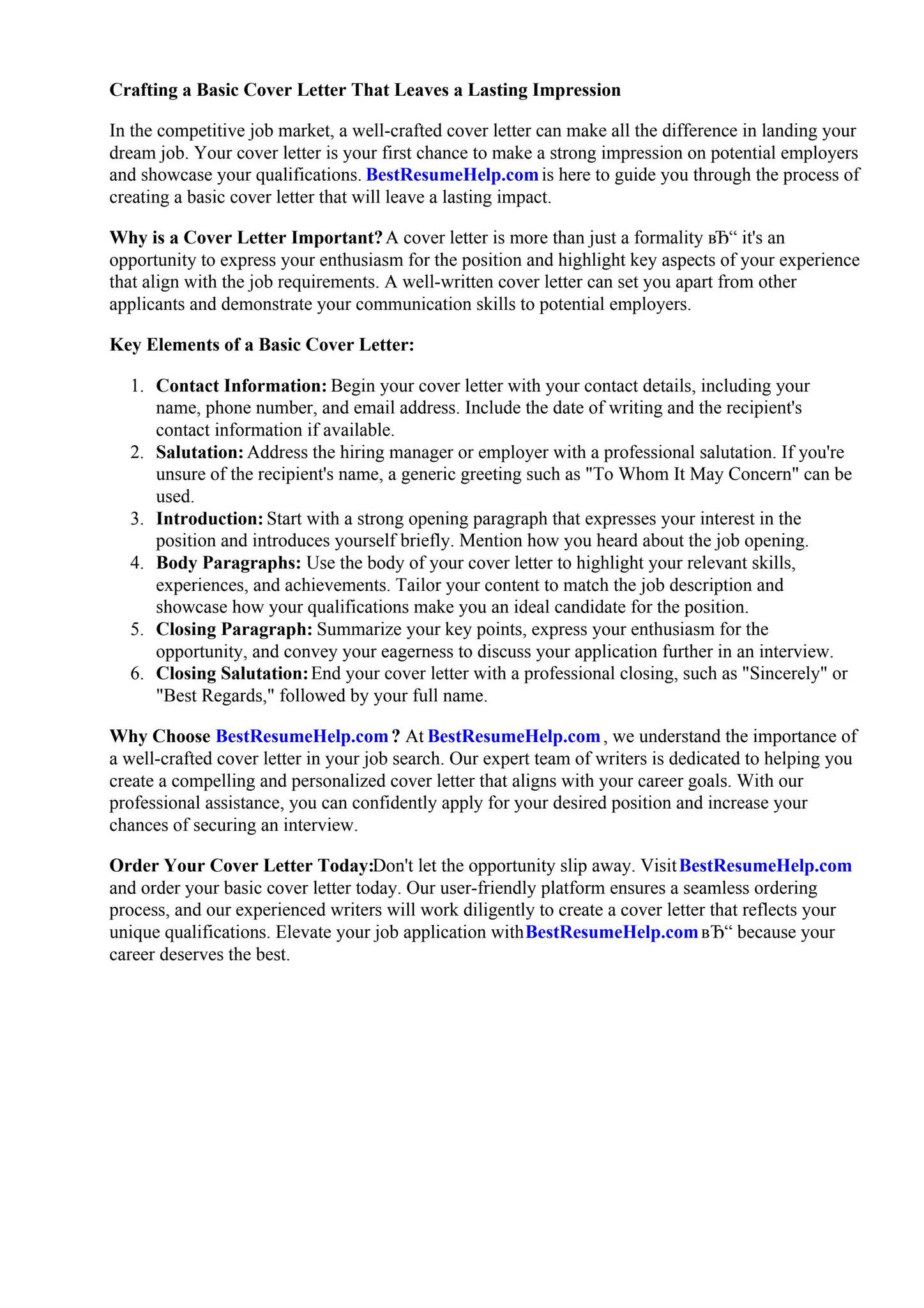 Basic Cover Letter Outline by Beth Chisholm - Issuu