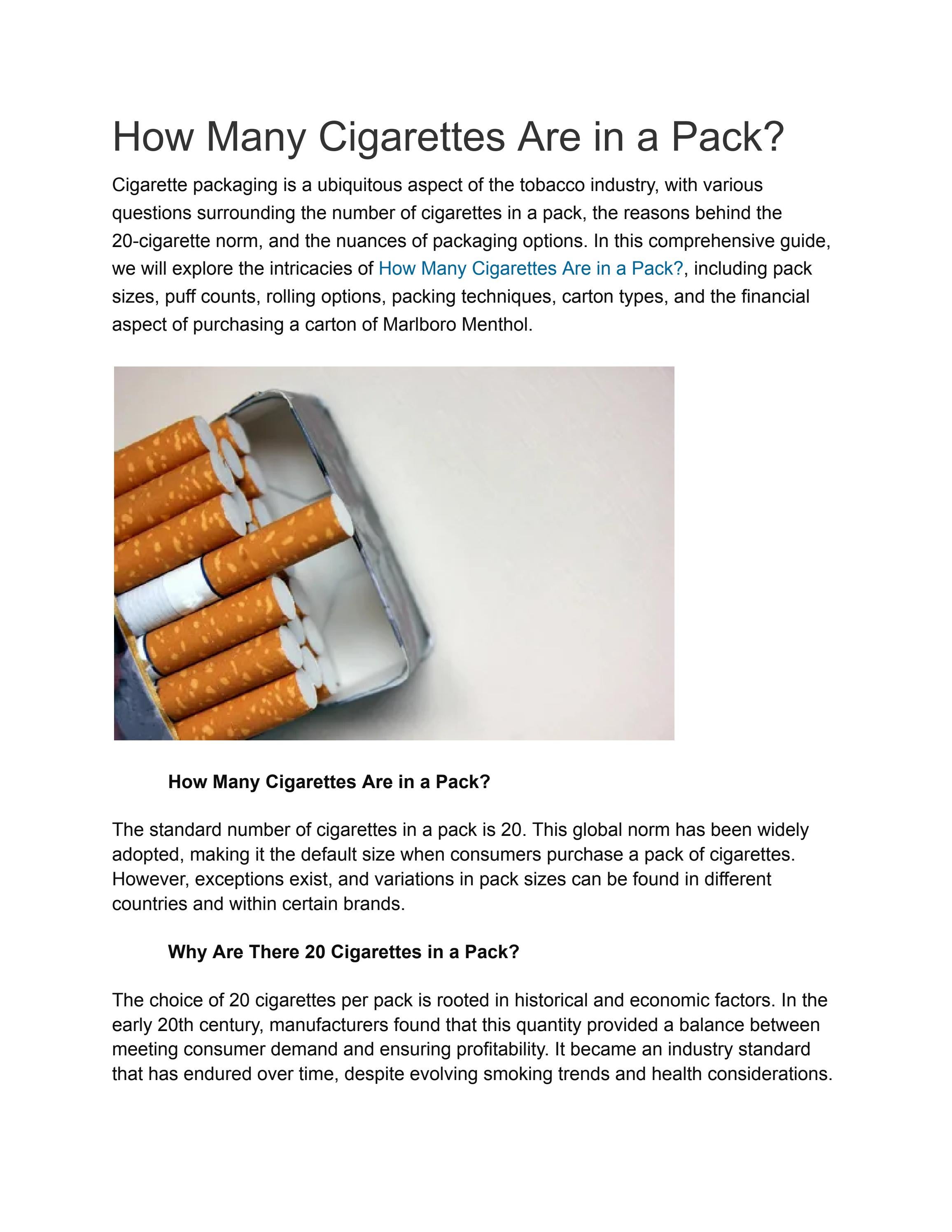 How Many Cigarettes Are in a Pack? by Adrian Slackman - Issuu