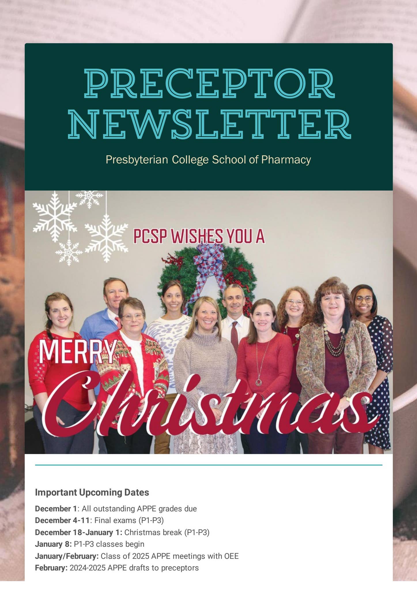 Preceptor Newsletter - 12.22.2023 by Presbyterian College - Issuu