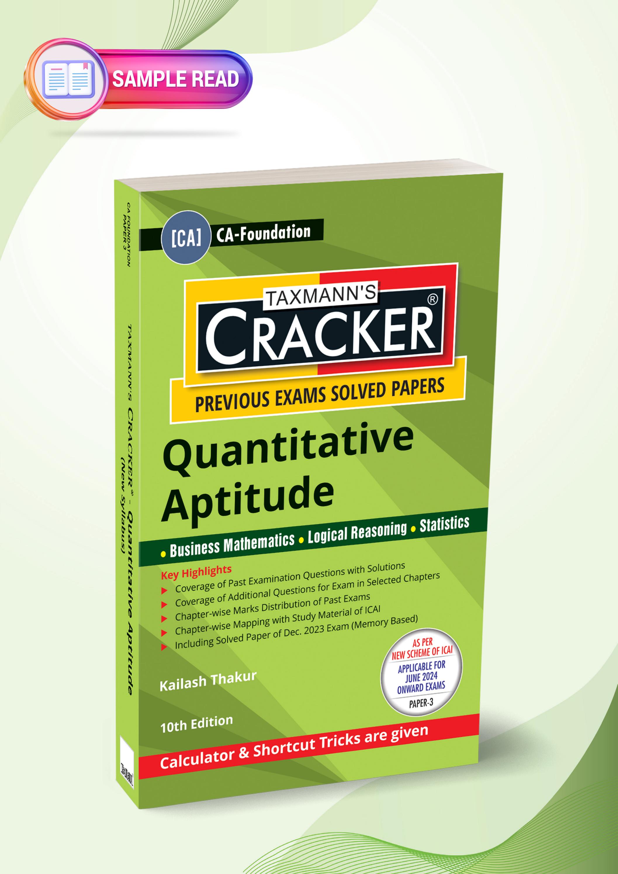 Taxmann's Quantitative Aptitude (Maths, LR & Stats) | CRACKER by Taxmann - Issuu