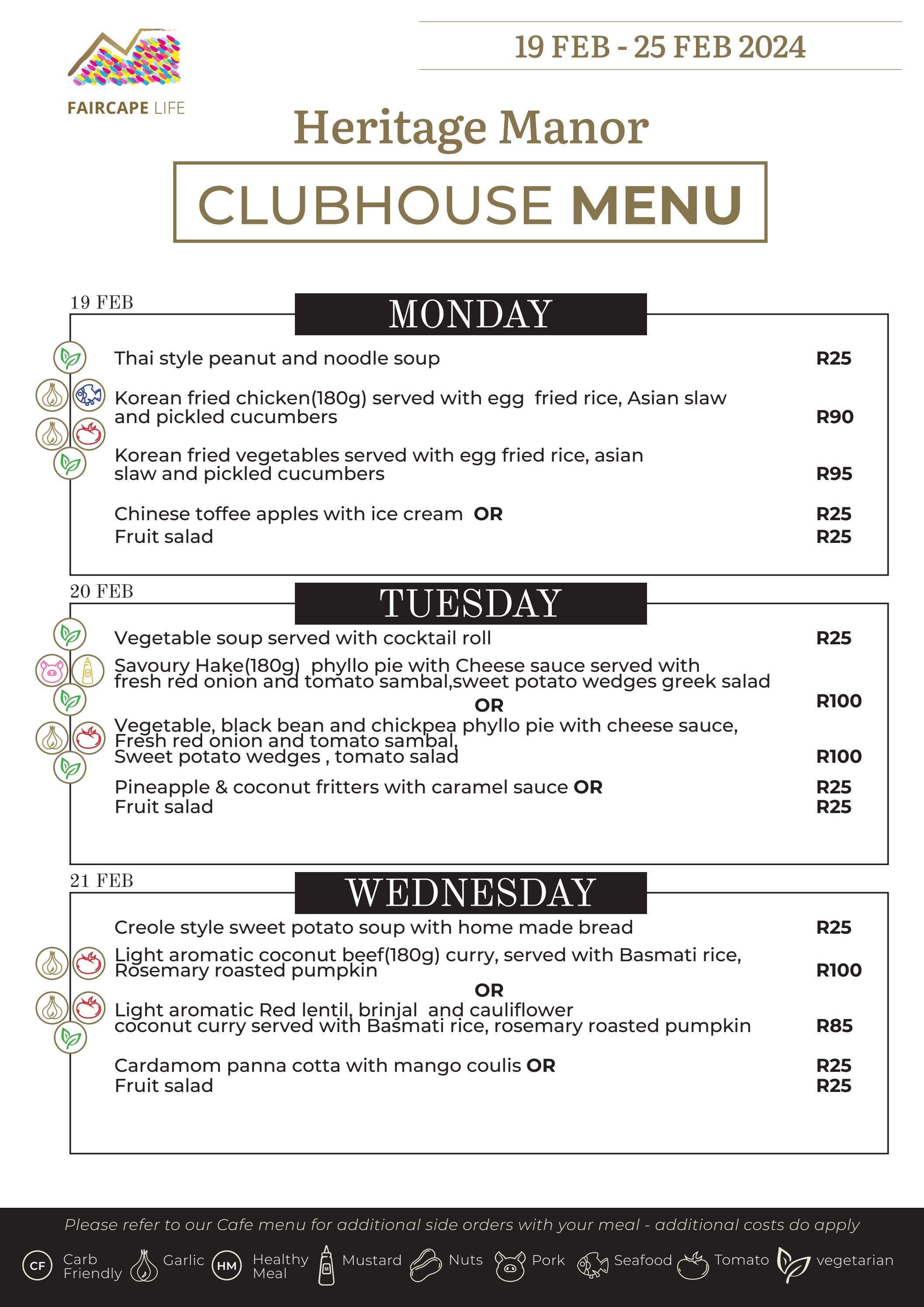 Clubhouse Menus | Heritage Manor | February - March by Faircape-Group ...
