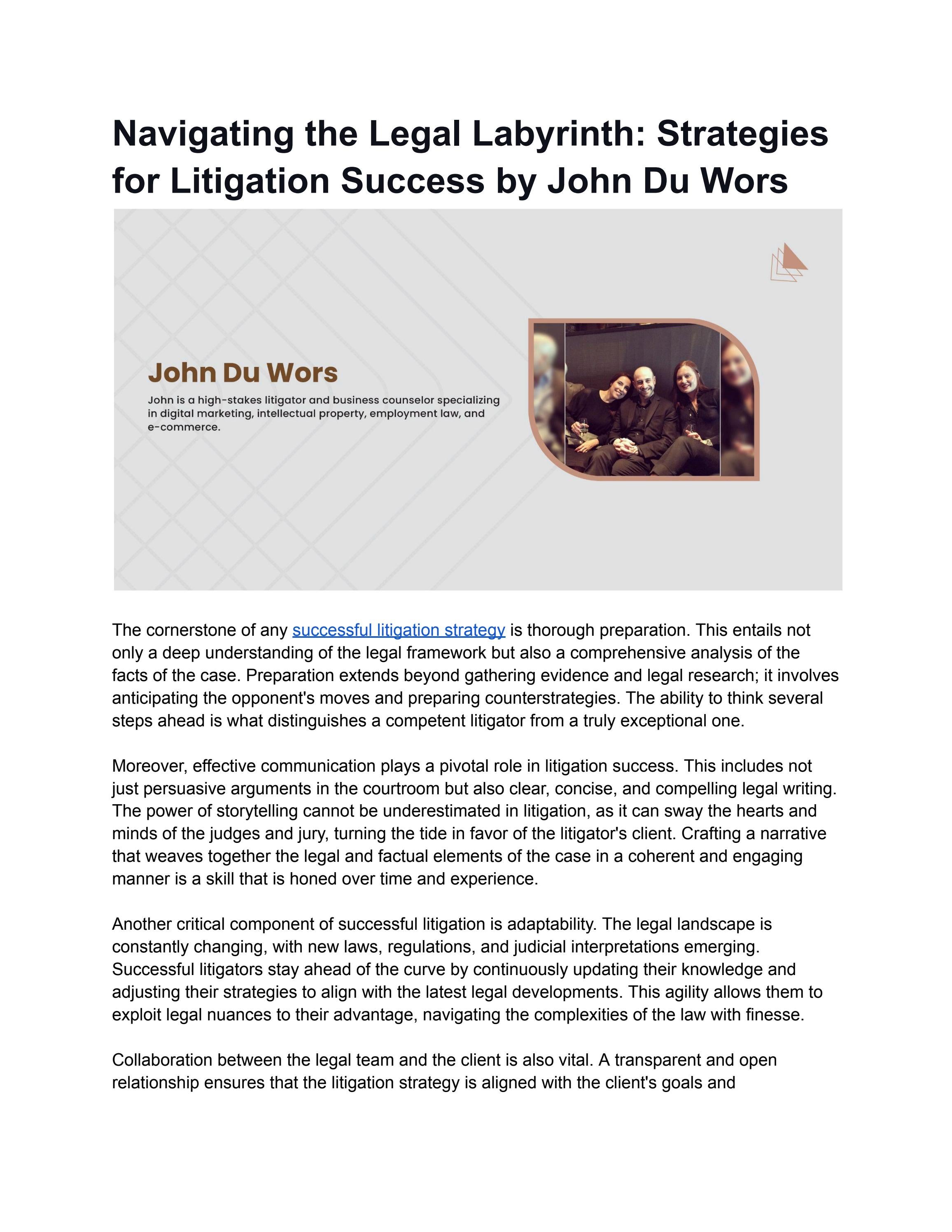 Navigating the Legal Labyrinth: Strategies for Litigation Success by ...