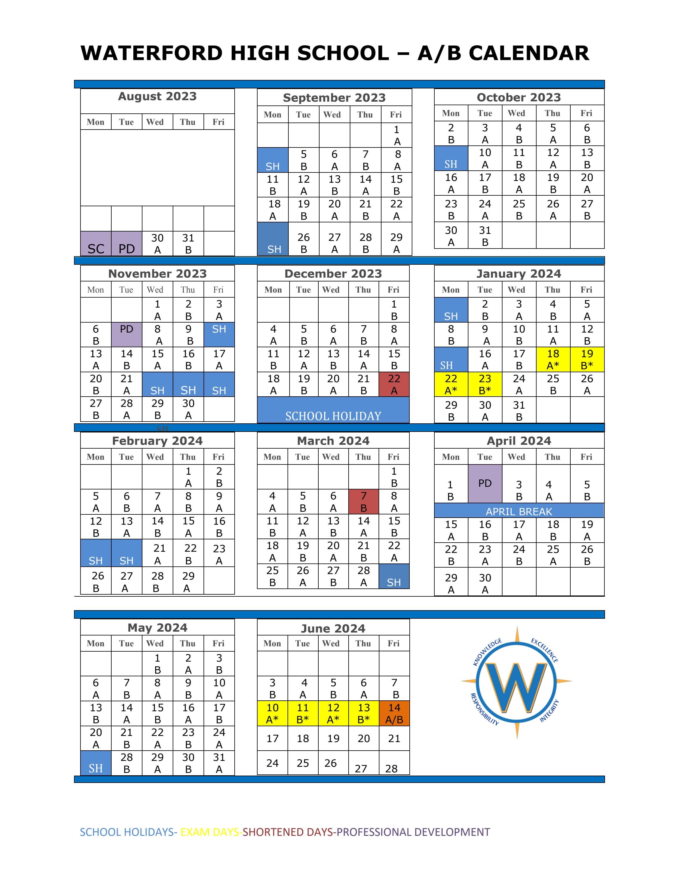 WHS A/B Day Schedule by Waterford Public Schools - Issuu