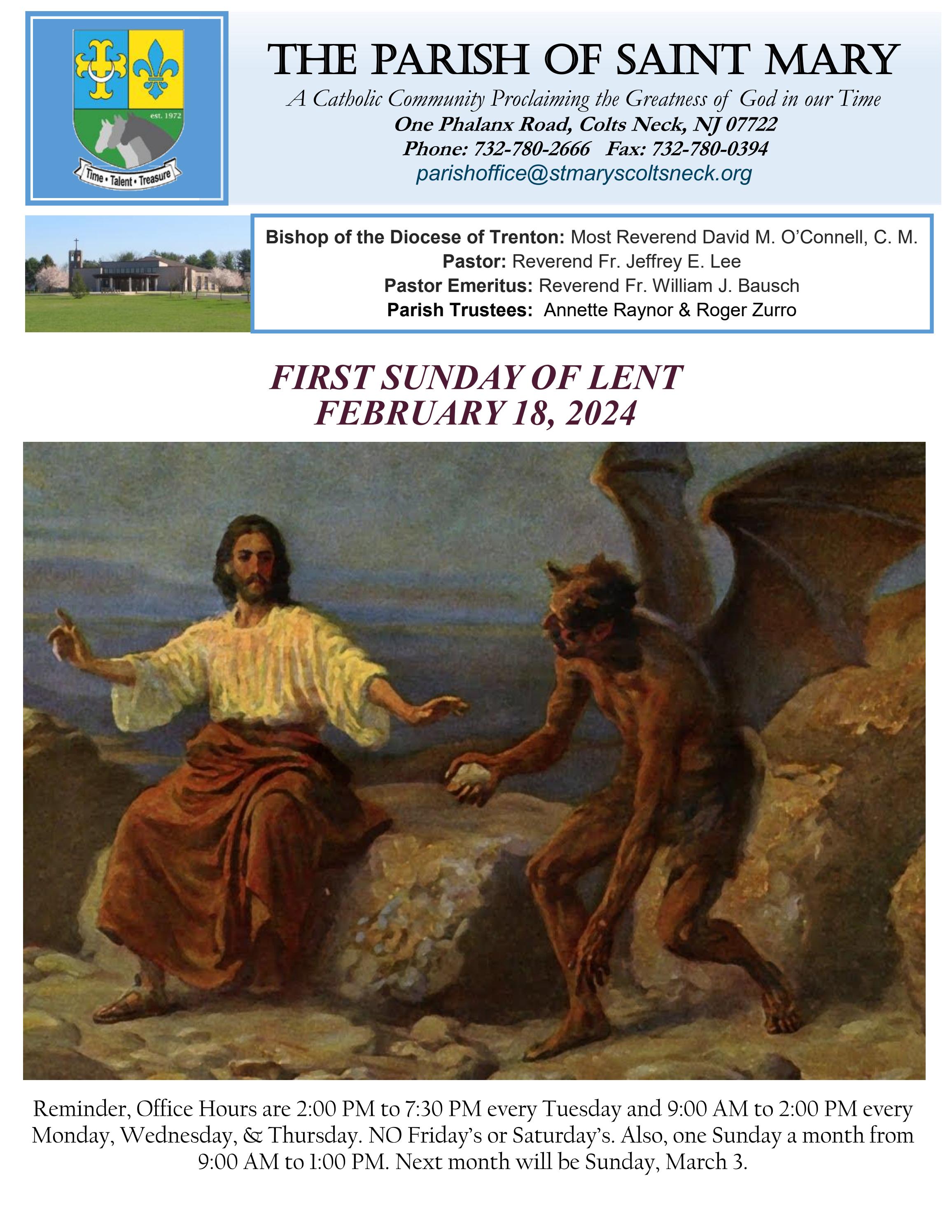 February 18, 2024 - 1st Sunday of Lent by The Parish of Saint Mary - Issuu
