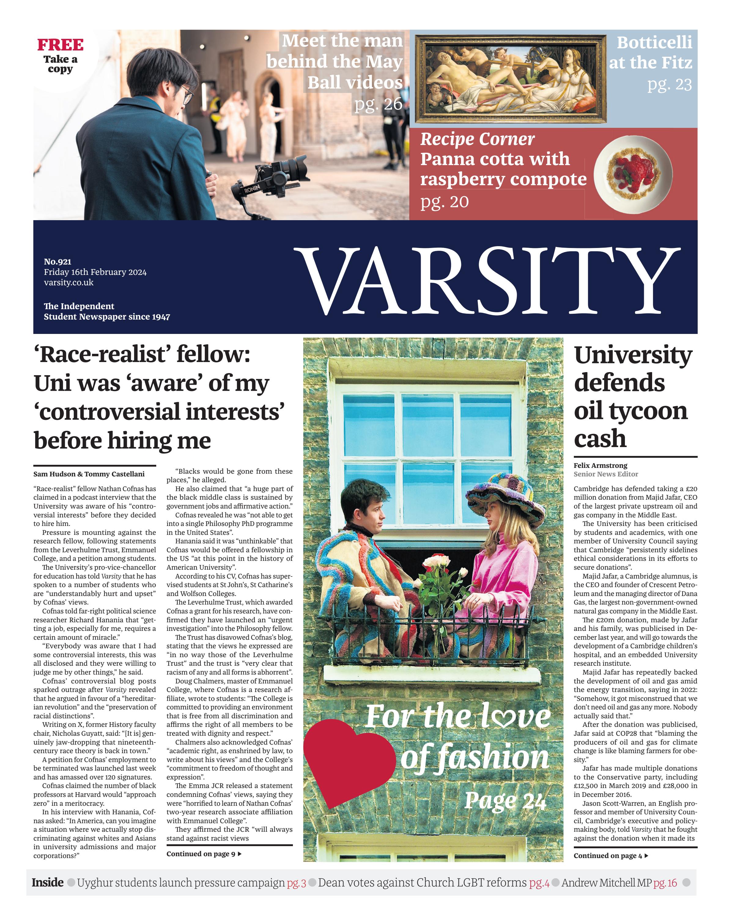 Varsity Issue 921 by Varsity Publications Ltd - Issuu