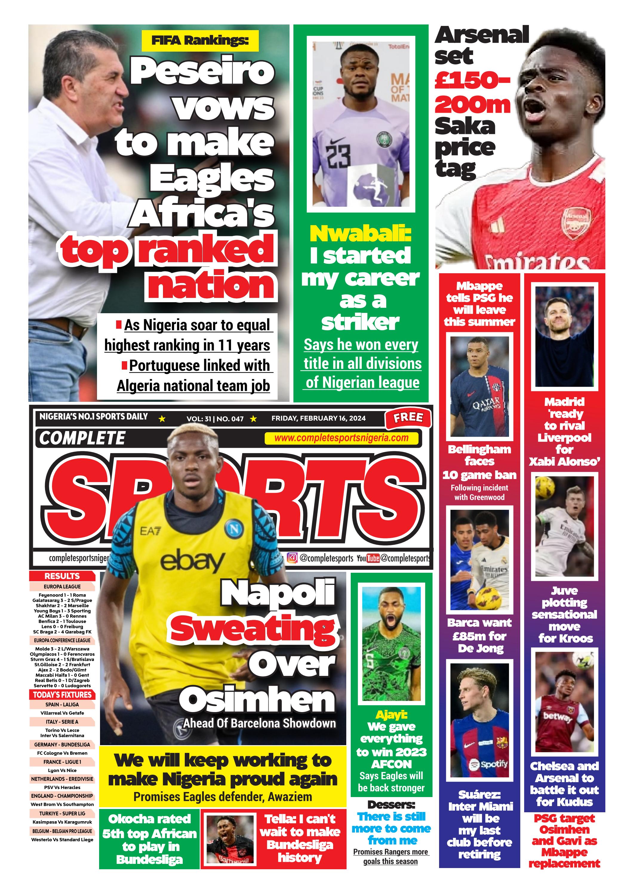 COMPLETE SPORTS - FRIDAY, FEB 16, 2024 by Complete Sports - Issuu