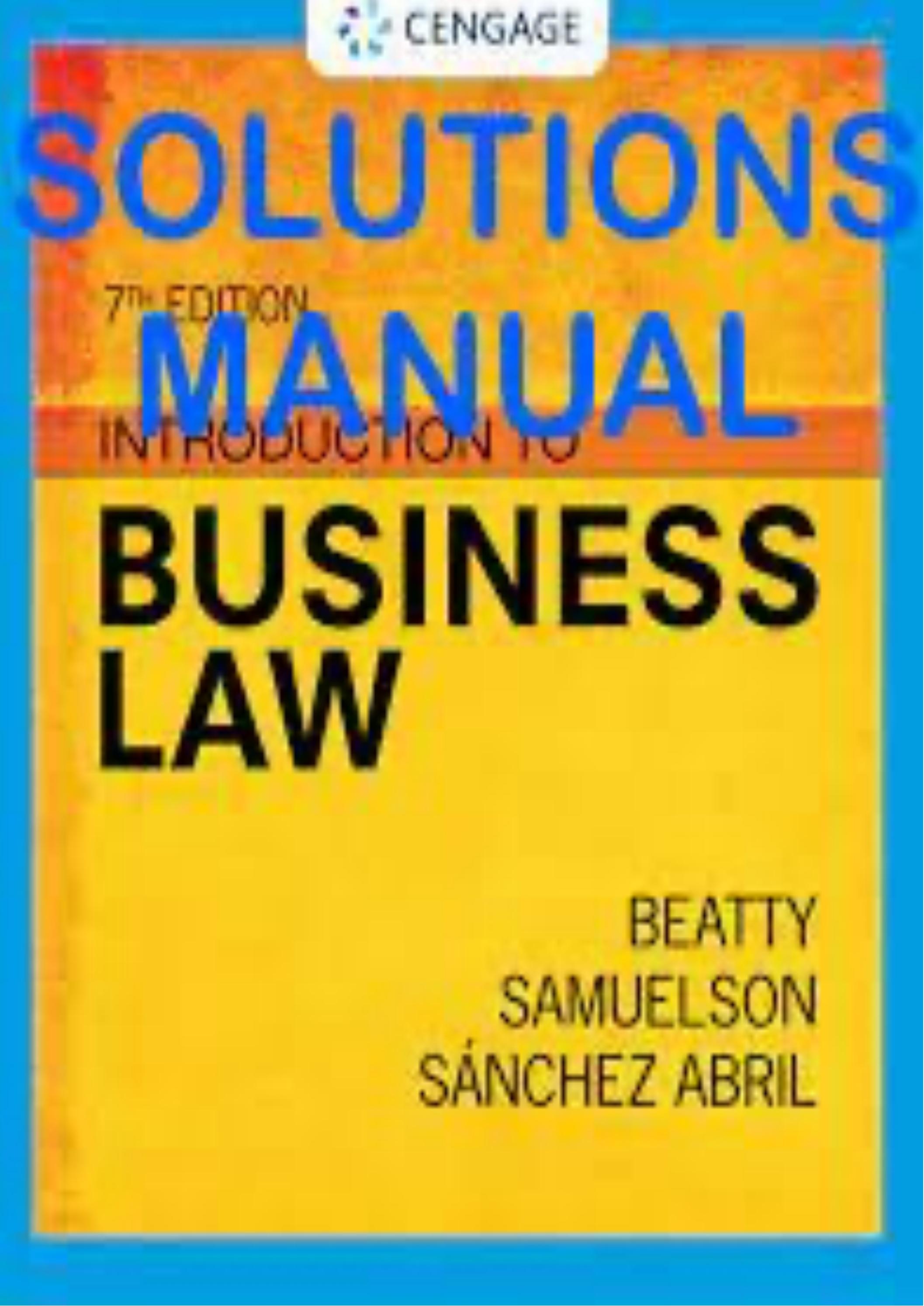 Solution Manual For SM Introduction to Business Law, 7th Edition ...