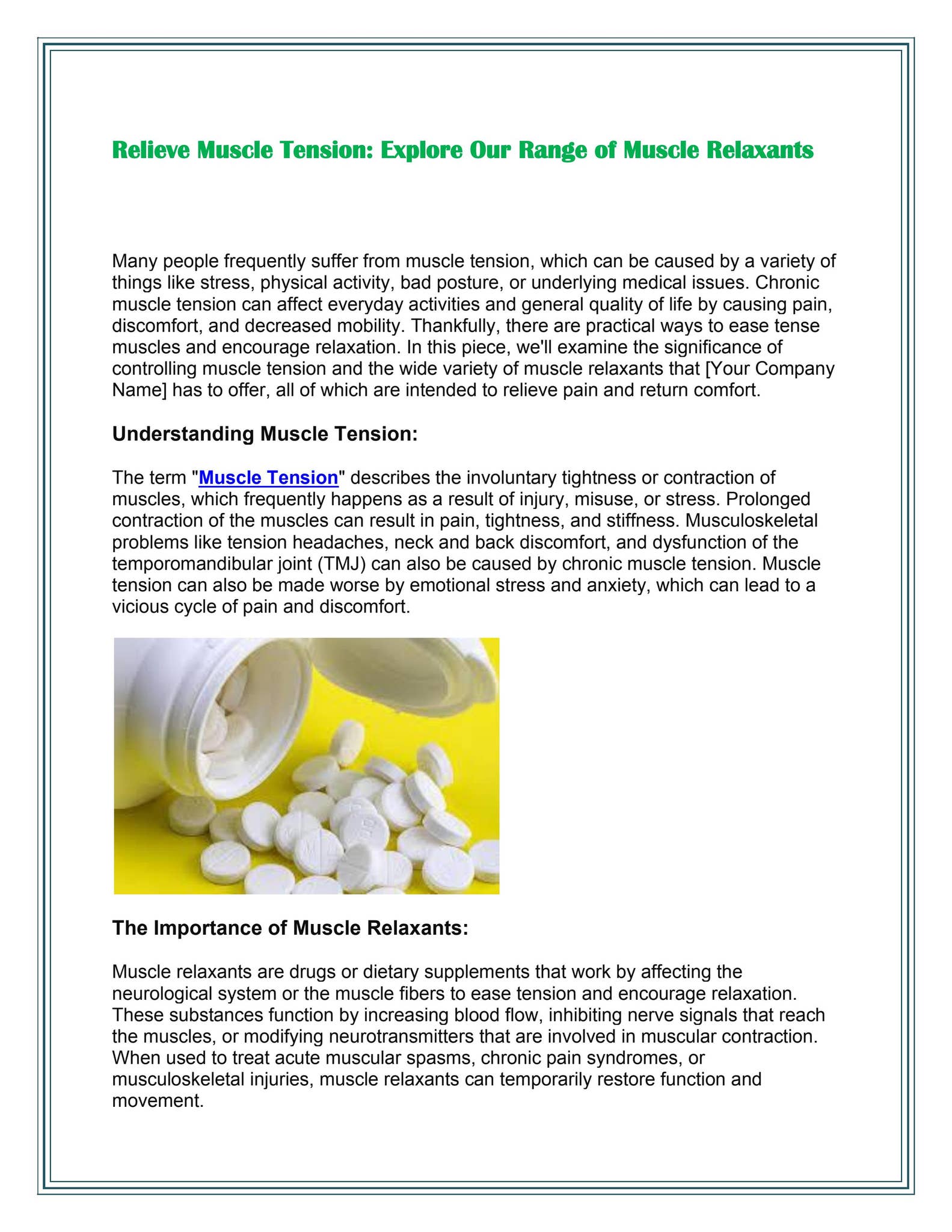 Relieve Muscle Tension: Explore Our Range of Muscle Relaxants by ...