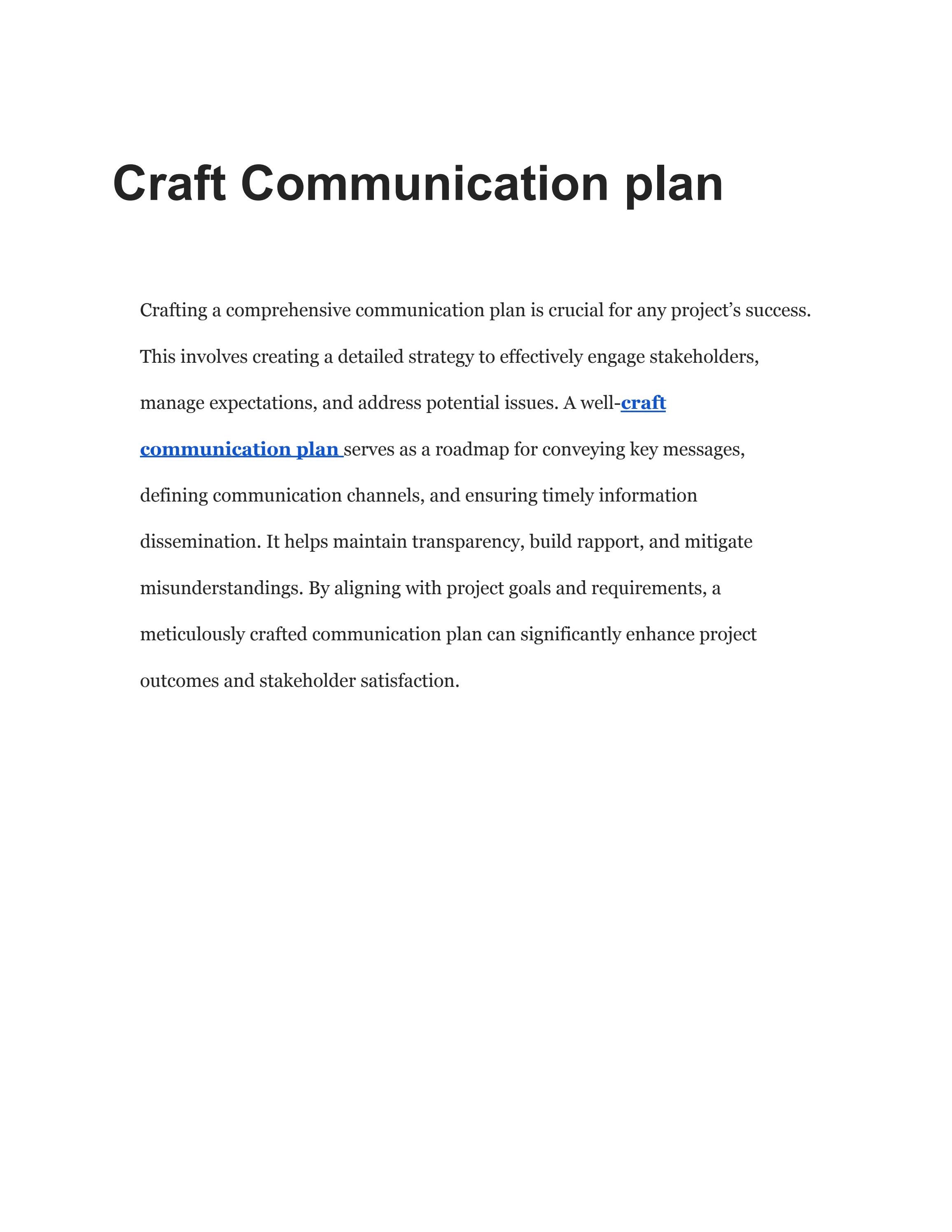 Craft Communication plan by lucassmith20227 - Issuu