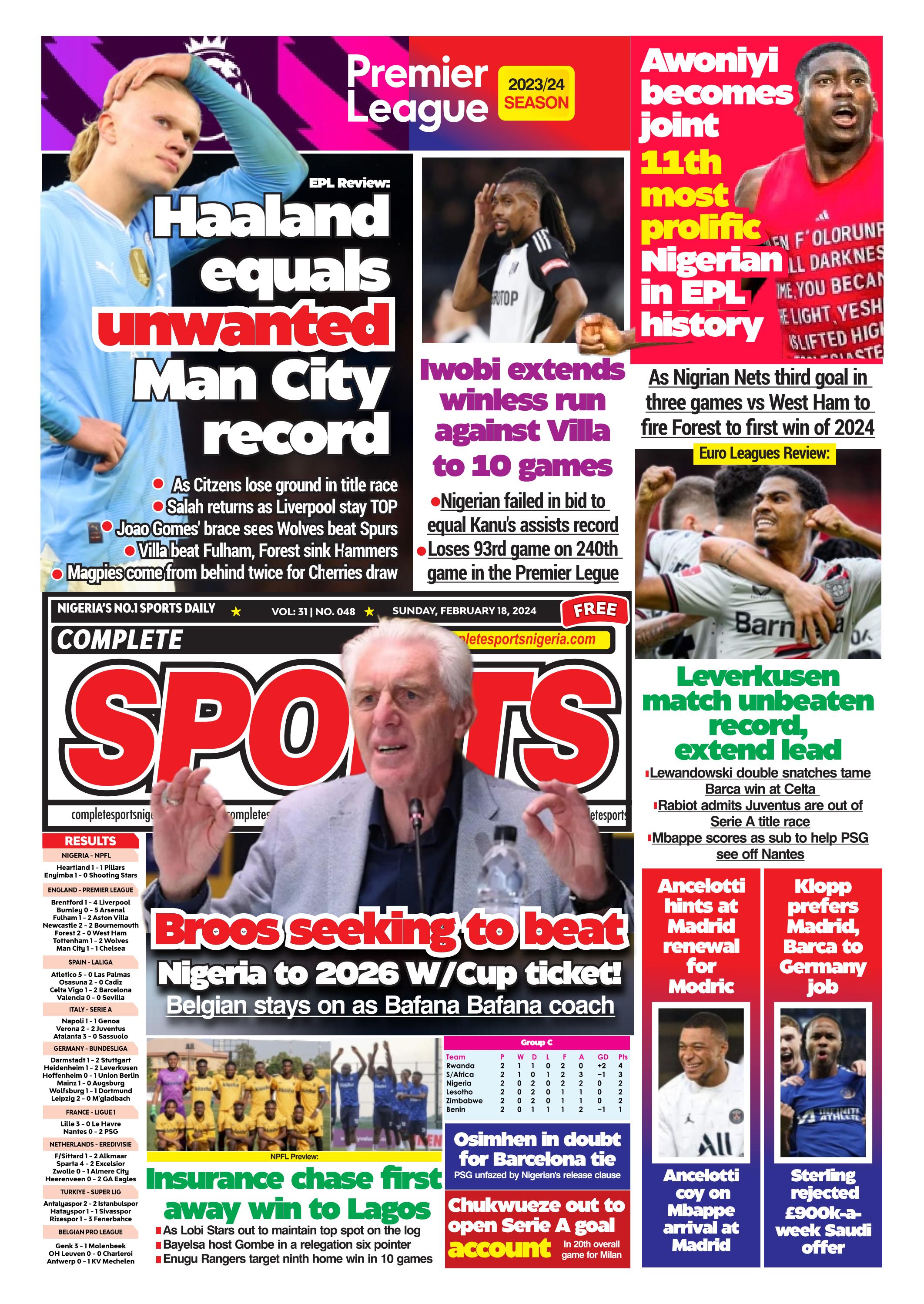 COMPLETE SPORTS - SUNDAY, FEB 18, 2024 by Complete Sports - Issuu