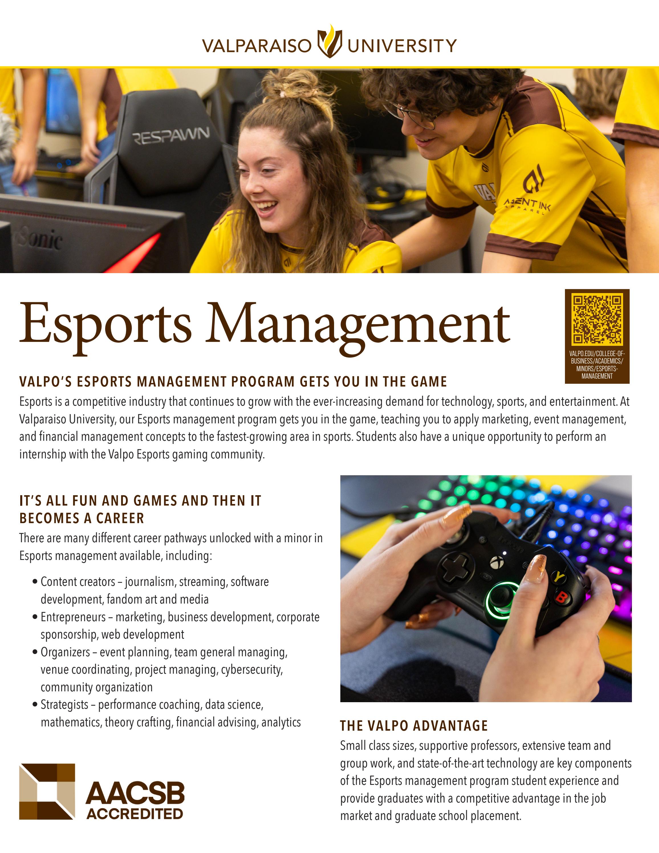 Esports Management One-Sheet | Valparaiso University by Valparaiso ...