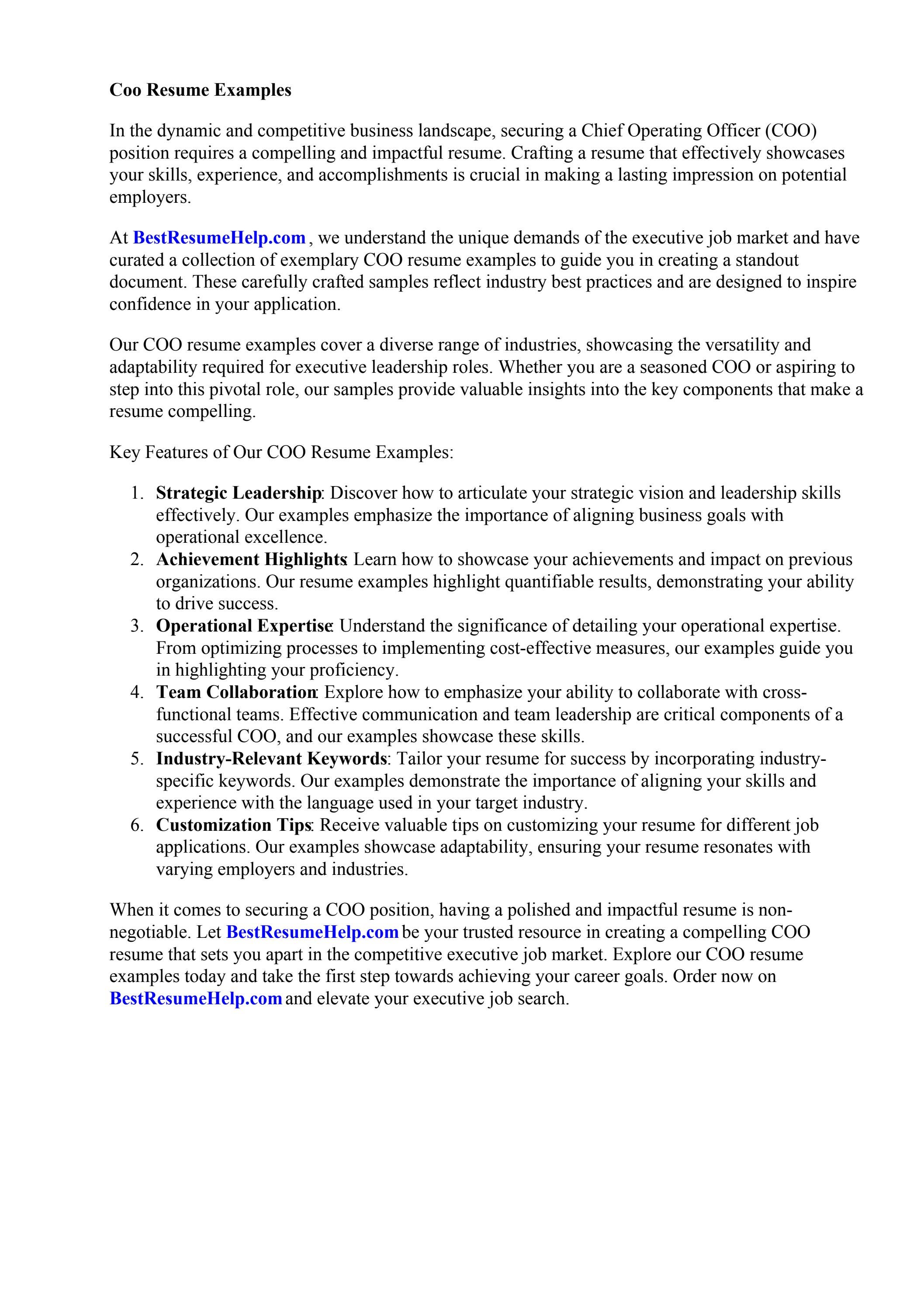 Coo Resume Examples by April Taylor - Issuu