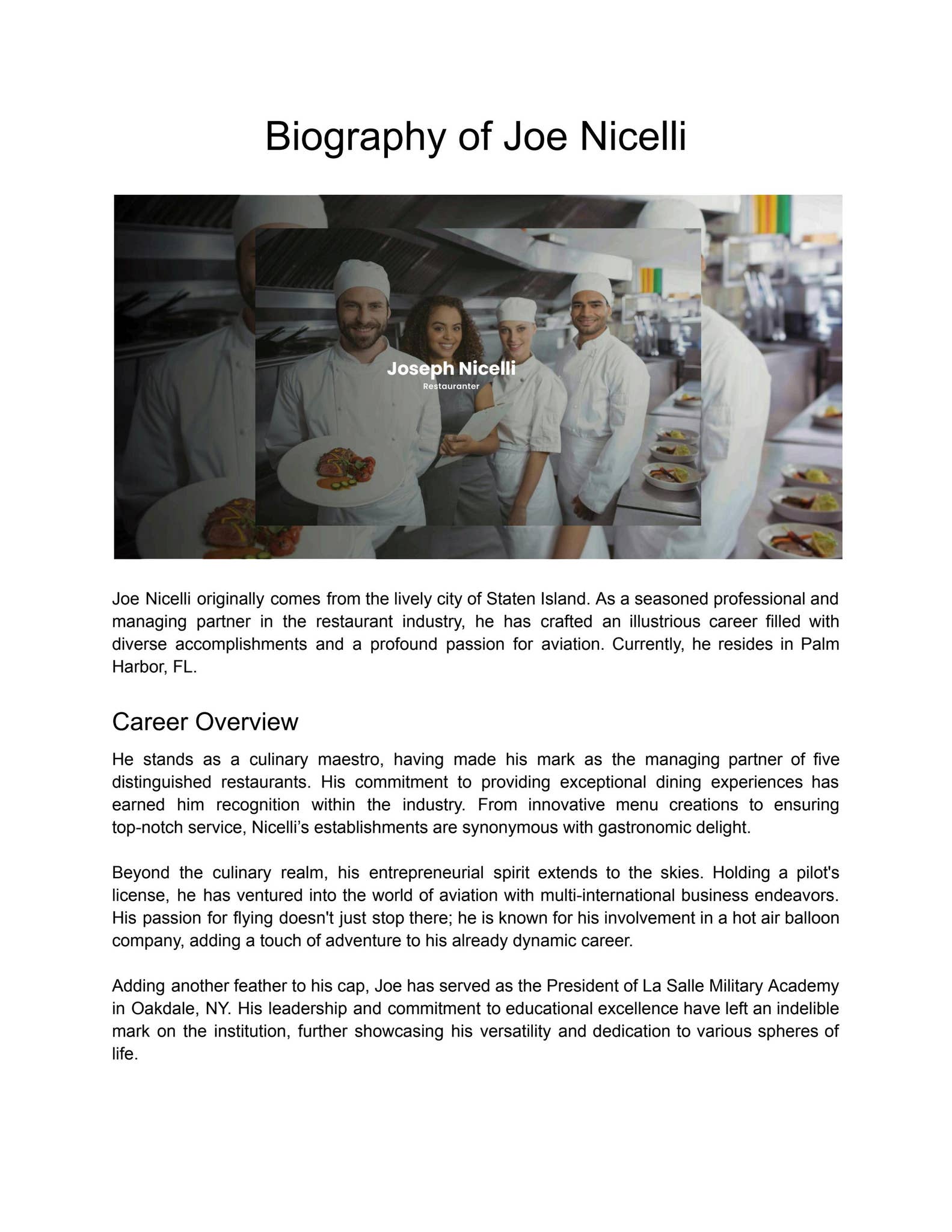 Biography of Joseph Nicelli by Joseph Nicelli - Issuu