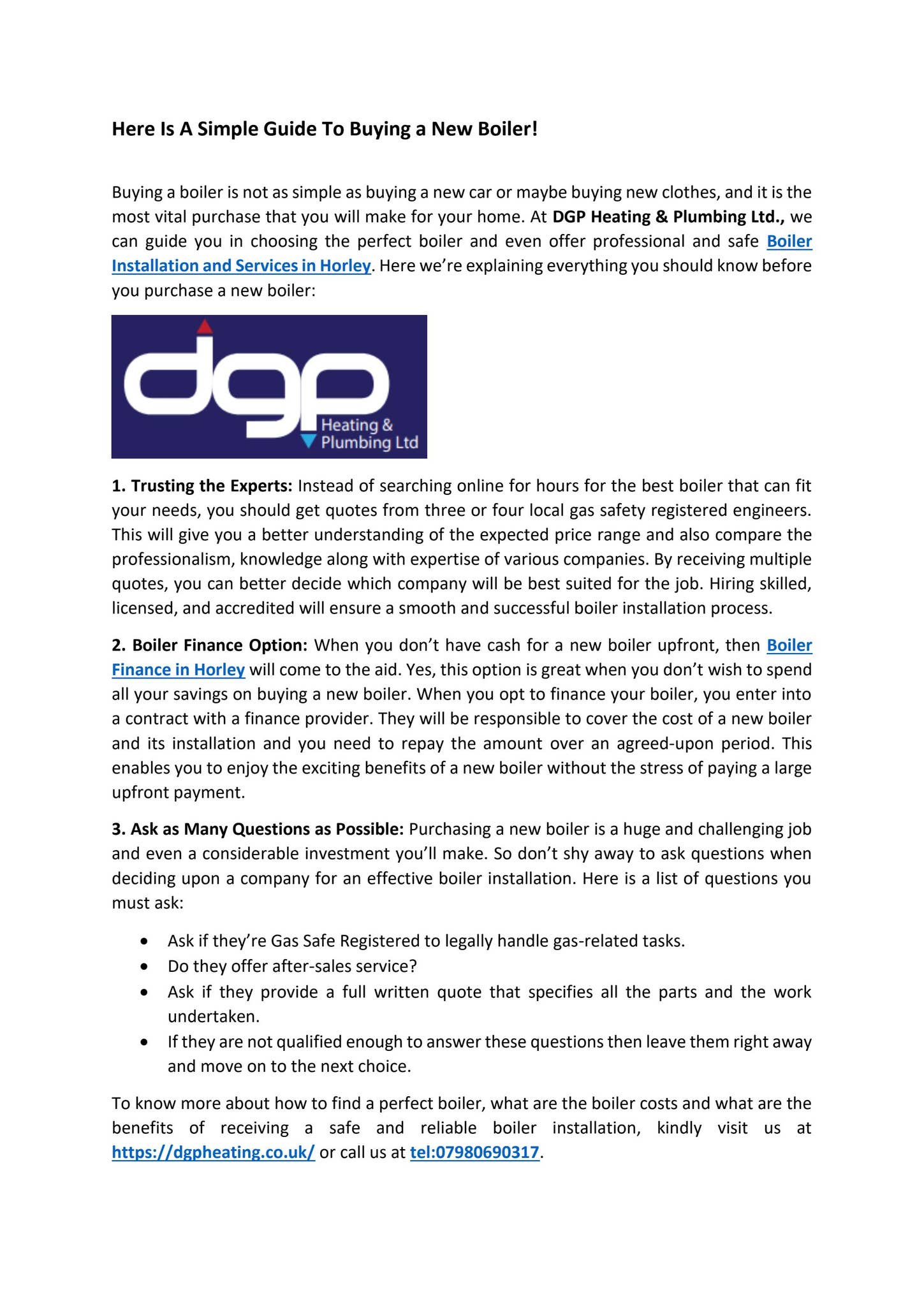 Here Is A Simple Guide To Buying a New Boiler! by DGP Heating and ...