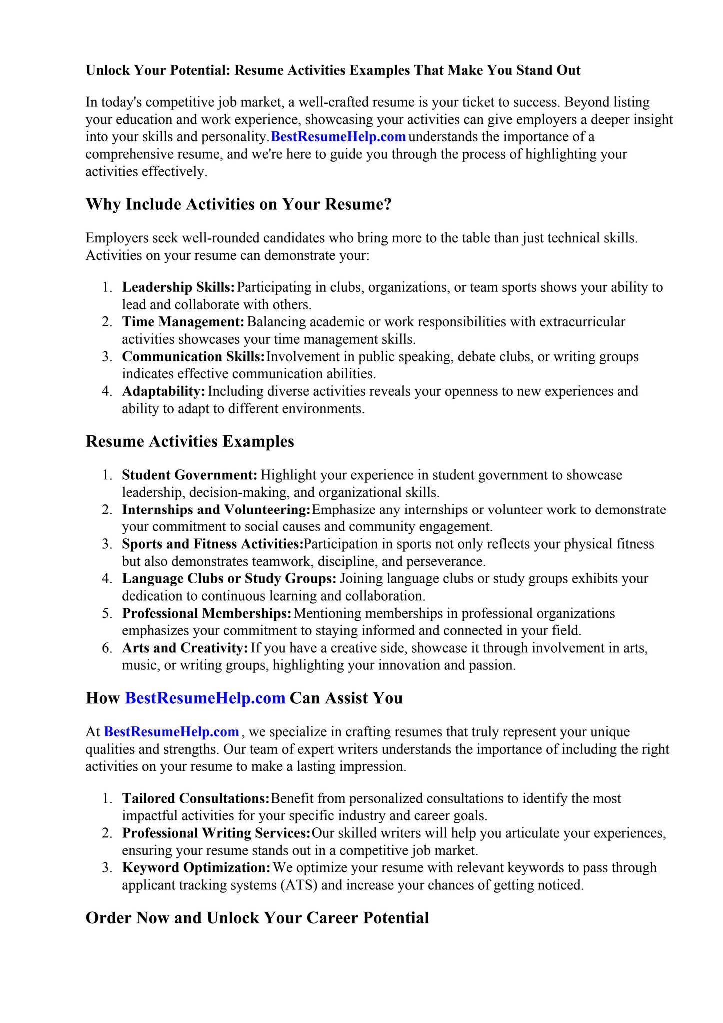 Resume Activities Examples by Kim Pearson - Issuu