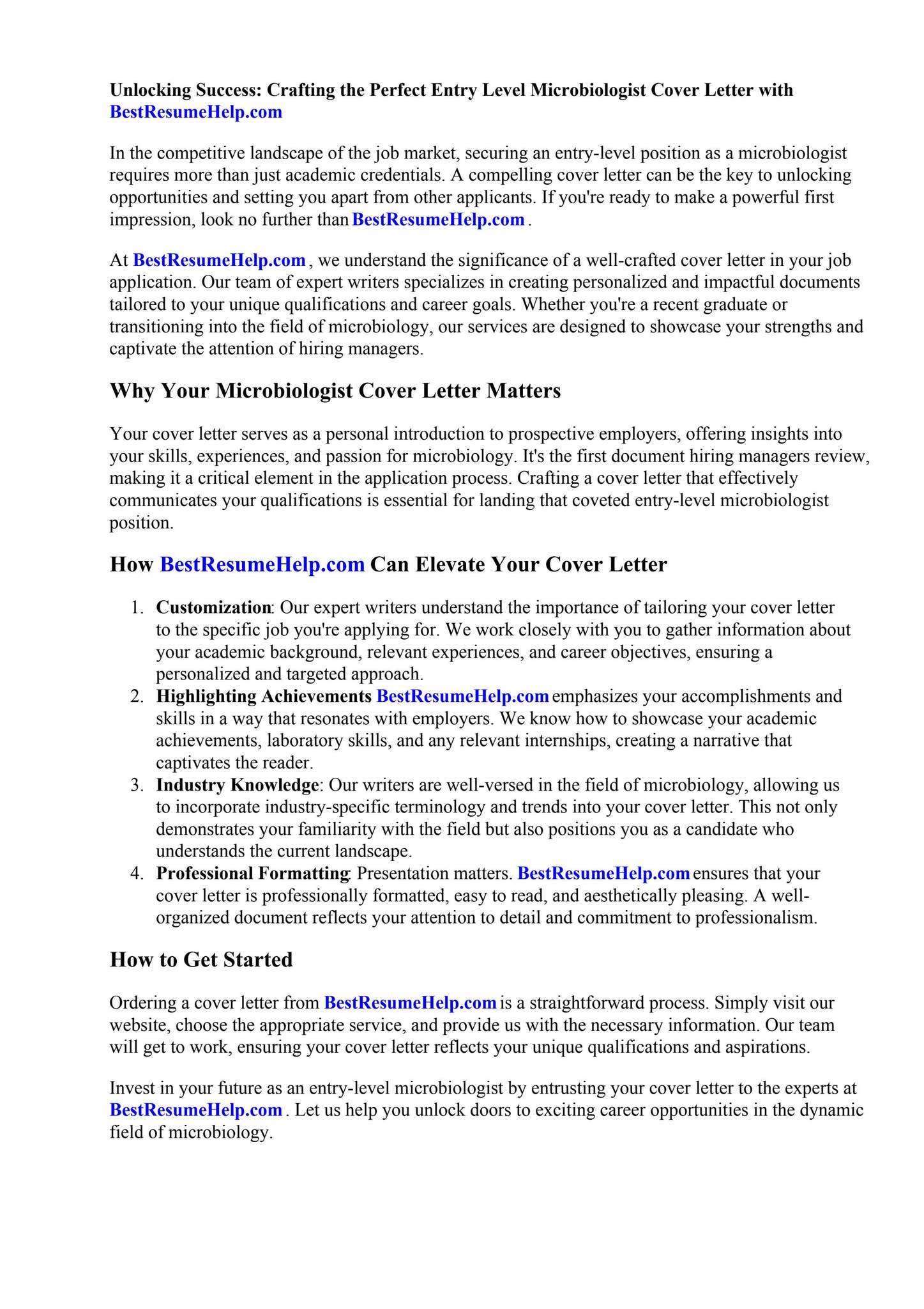 Entry Level Microbiologist Cover Letter by Tira Webb - Issuu