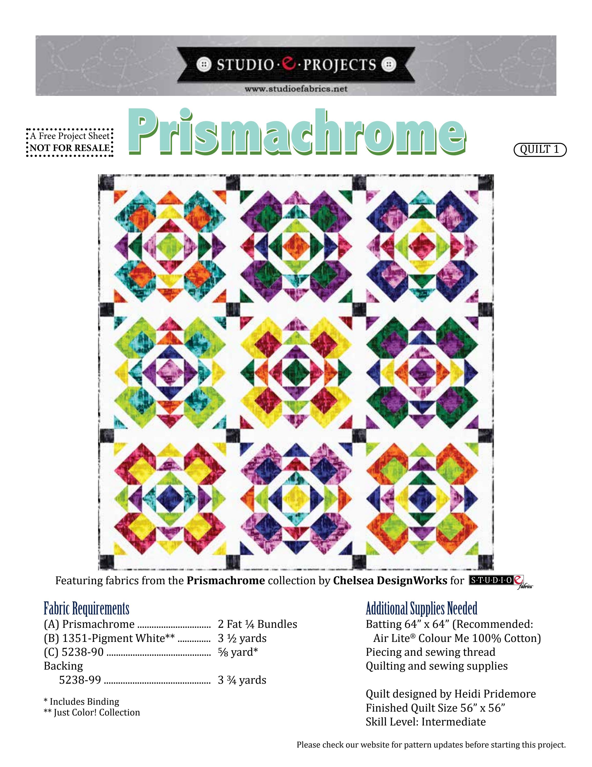 Studio E: Prismachrome Free Pattern by EE Schenck Company - Issuu