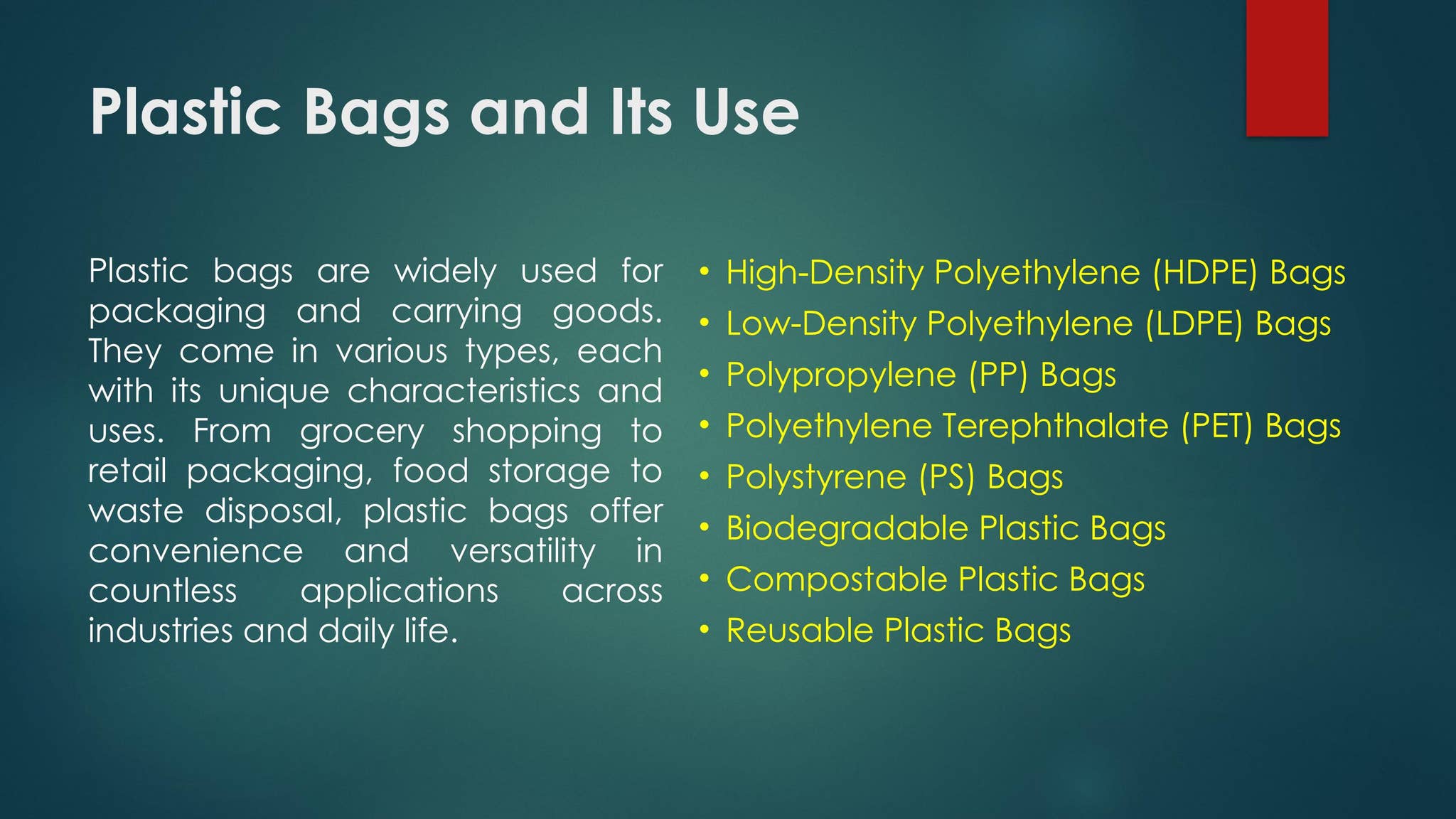 Various Plastic Bags Types and Its Uses by Ideal Packaging and Supplies ...