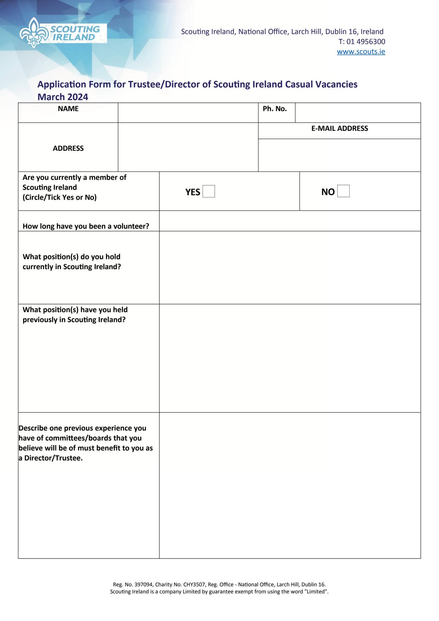 Application Form For Director Of Scouting Ireland March 2024 By Scouting Ireland Issuu
