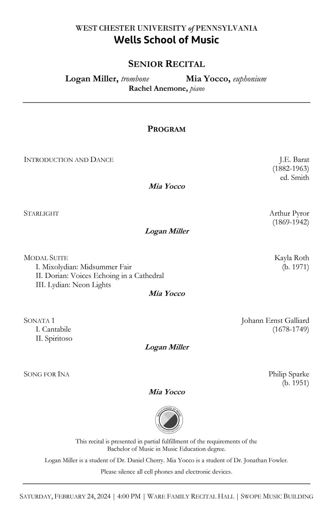 02.24.2024 SNR Miller and Yocco by WCU Wells School of Music - Issuu