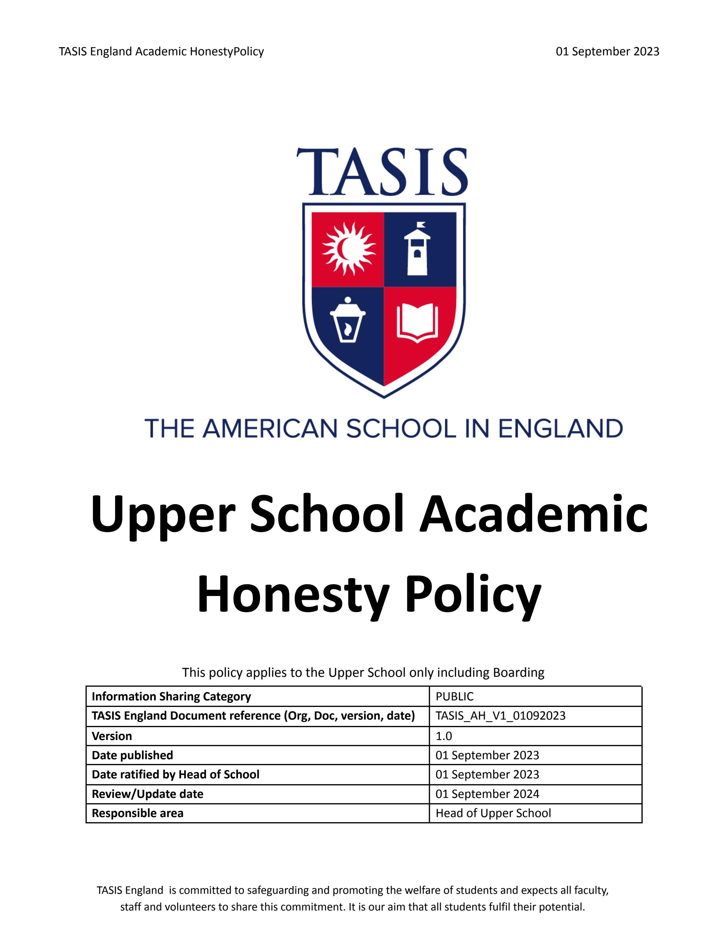 TASIS England | Upper School Academic Honesty Policy by TASIS England ...