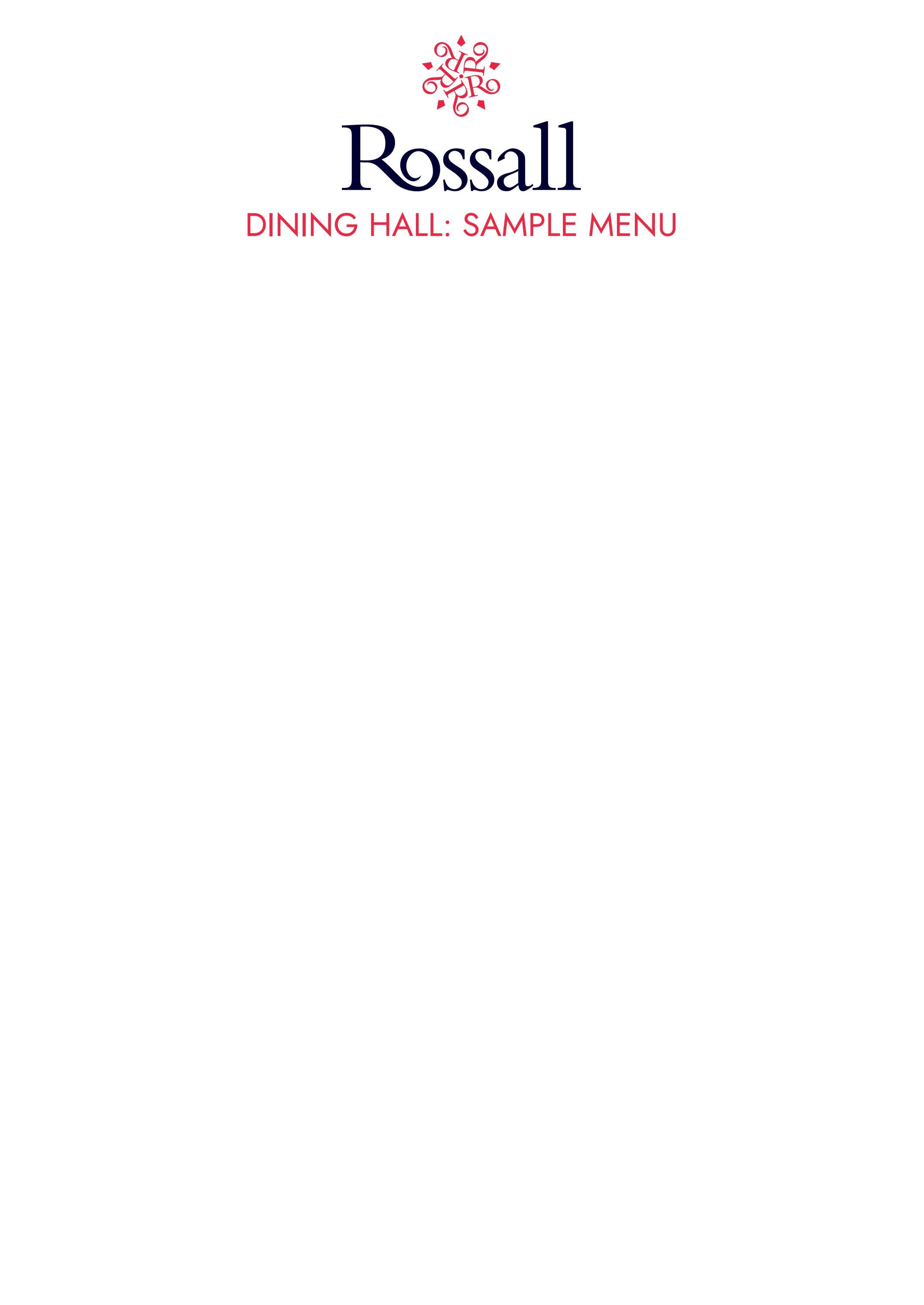 Rossall Dining Hall: Sample Menu by Rossall School - Issuu