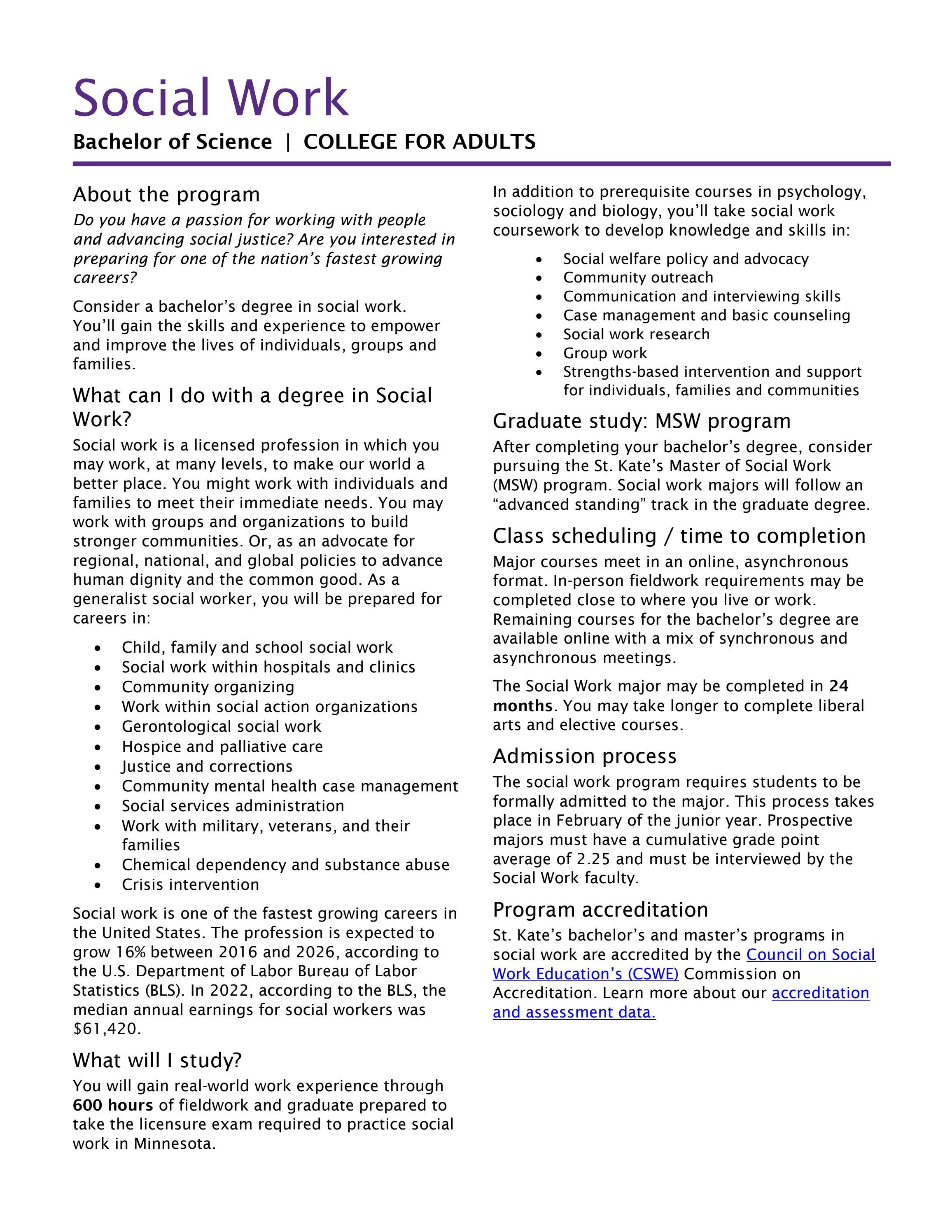 College for Adults: Social Work by St. Catherine University - Issuu