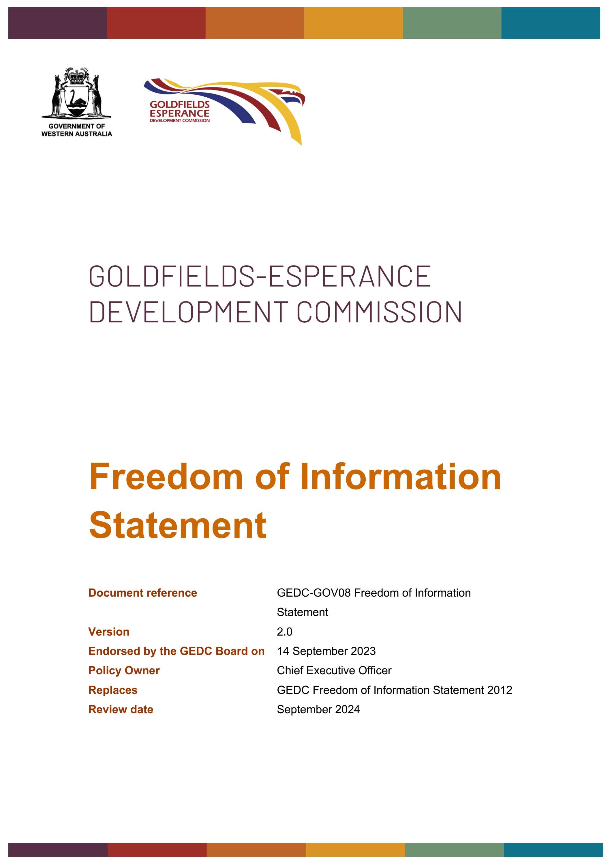 GEDC Freedom of Information Statement by Goldfields-Esperance ...