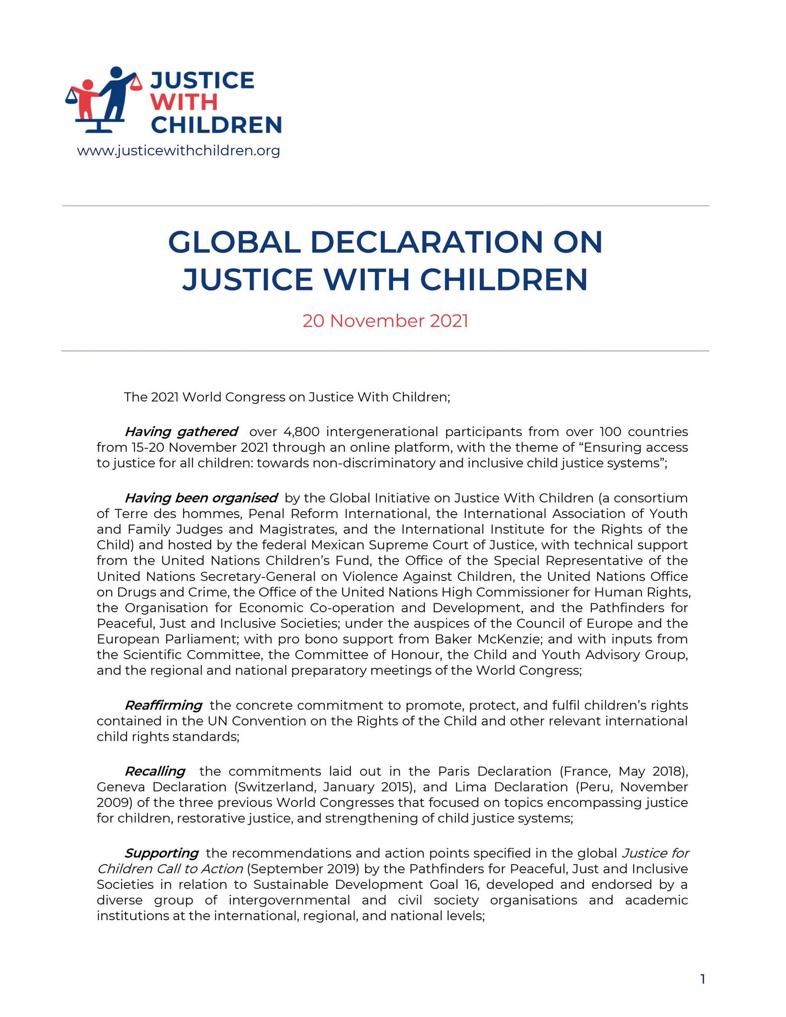 Global Declaration on Justice With Children 2021 English by Justice ...